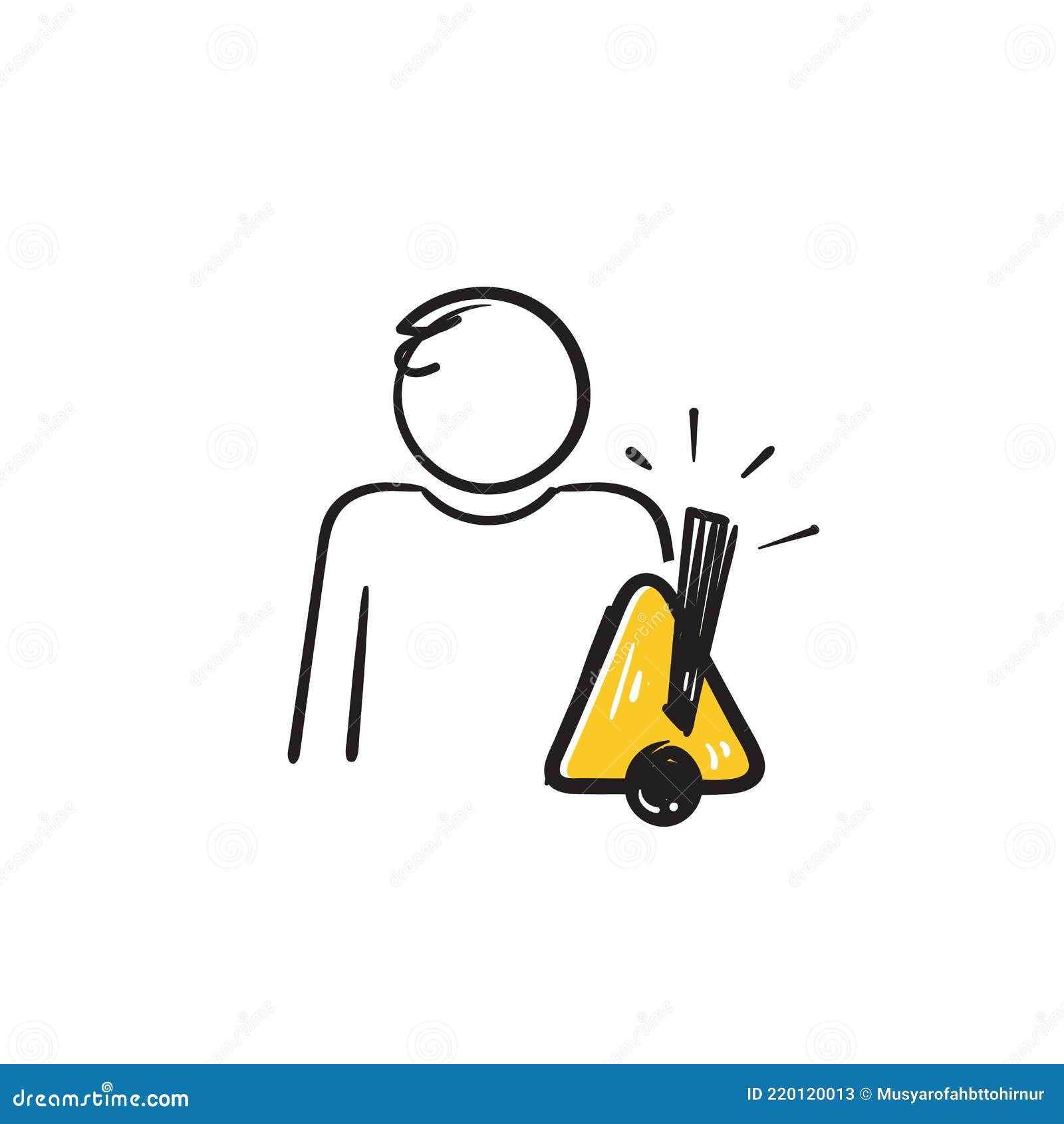 Hand Drawn Doodle Alert Risk for Man Illustration Vector Isolated Stock ...