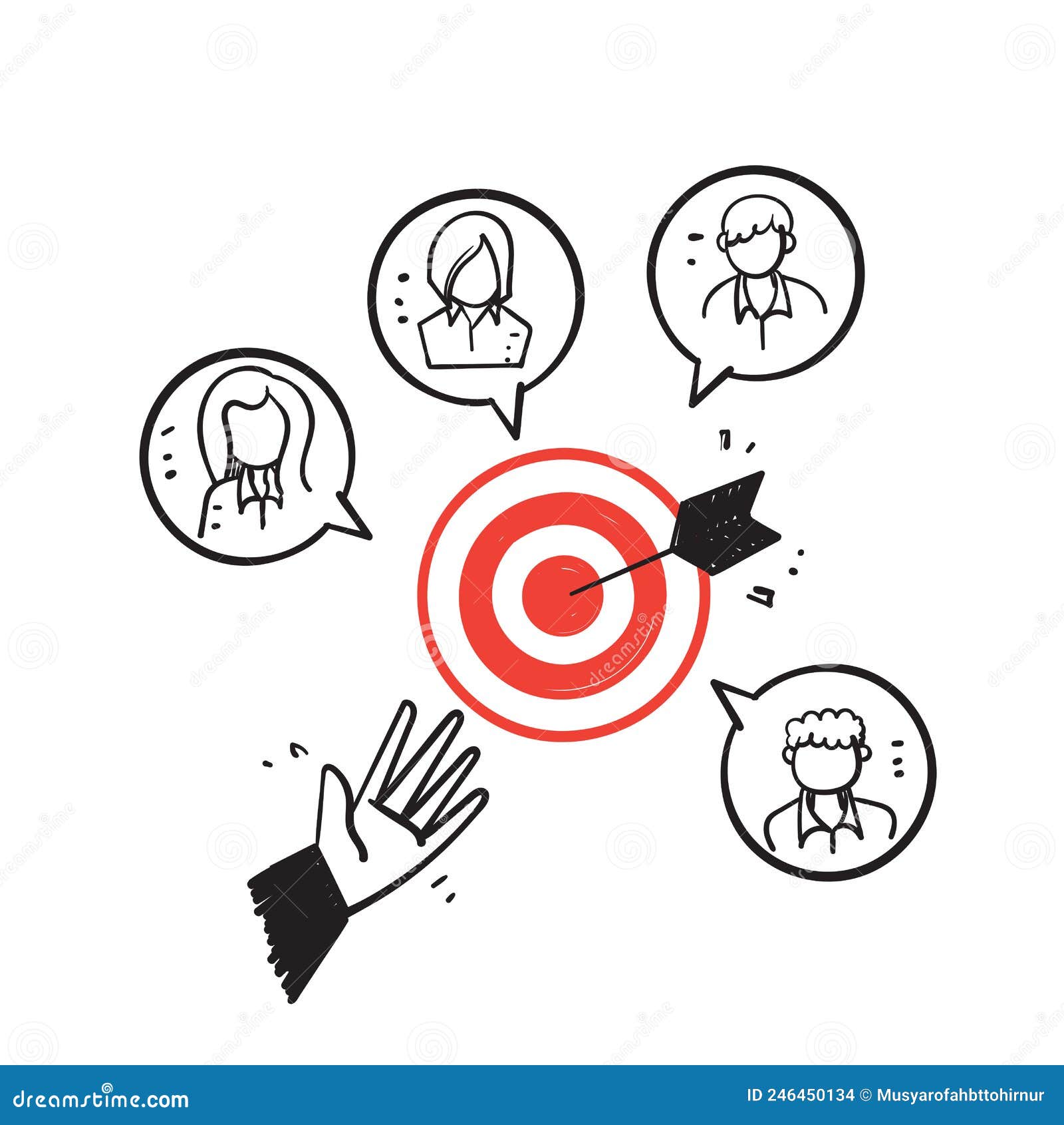Hand Drawn Doodle Arrow Symbol for Target Customer Concept Campaign ...