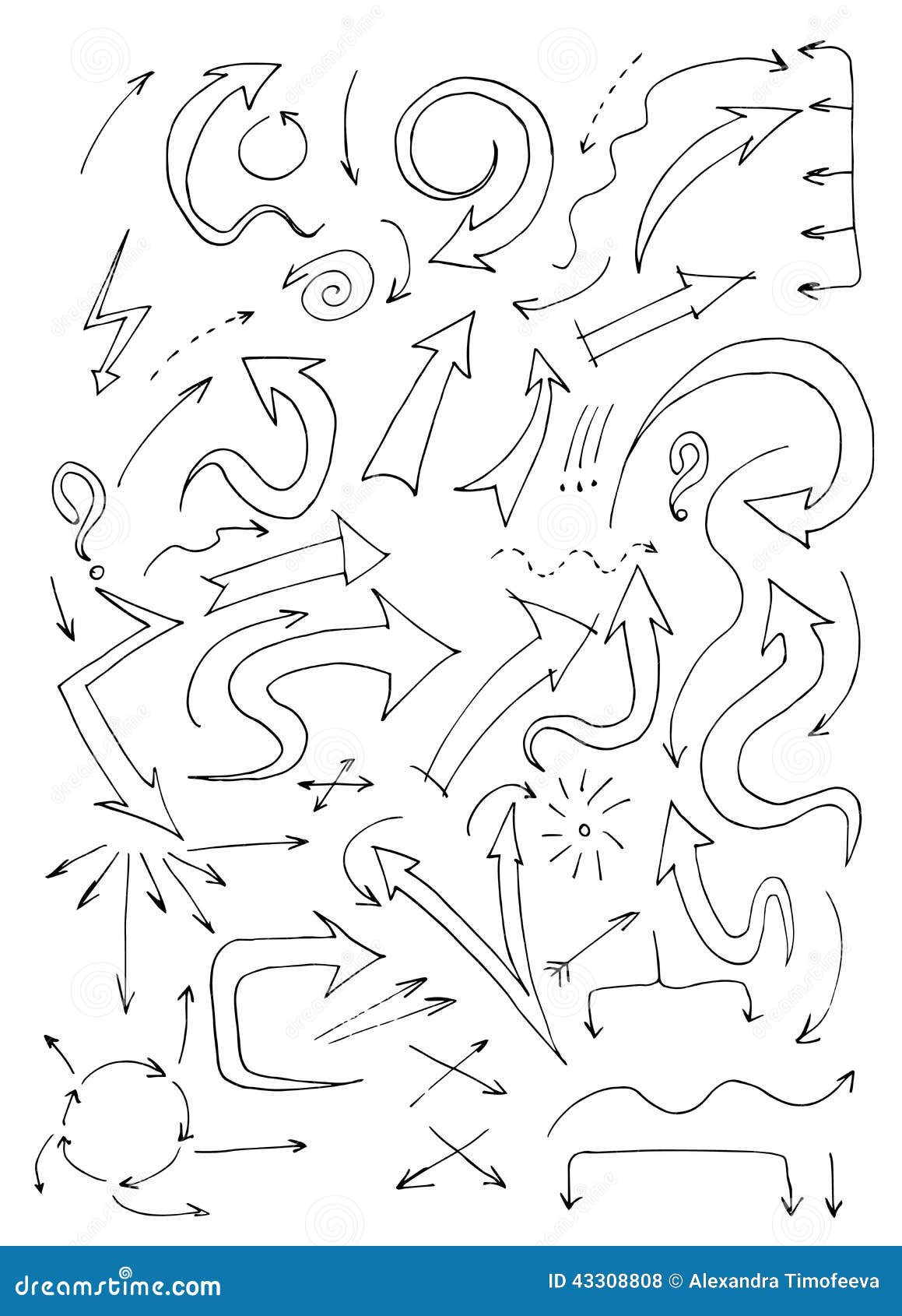 Hand Drawn Doodle Arrows Set Stock Vector - Illustration of line ...