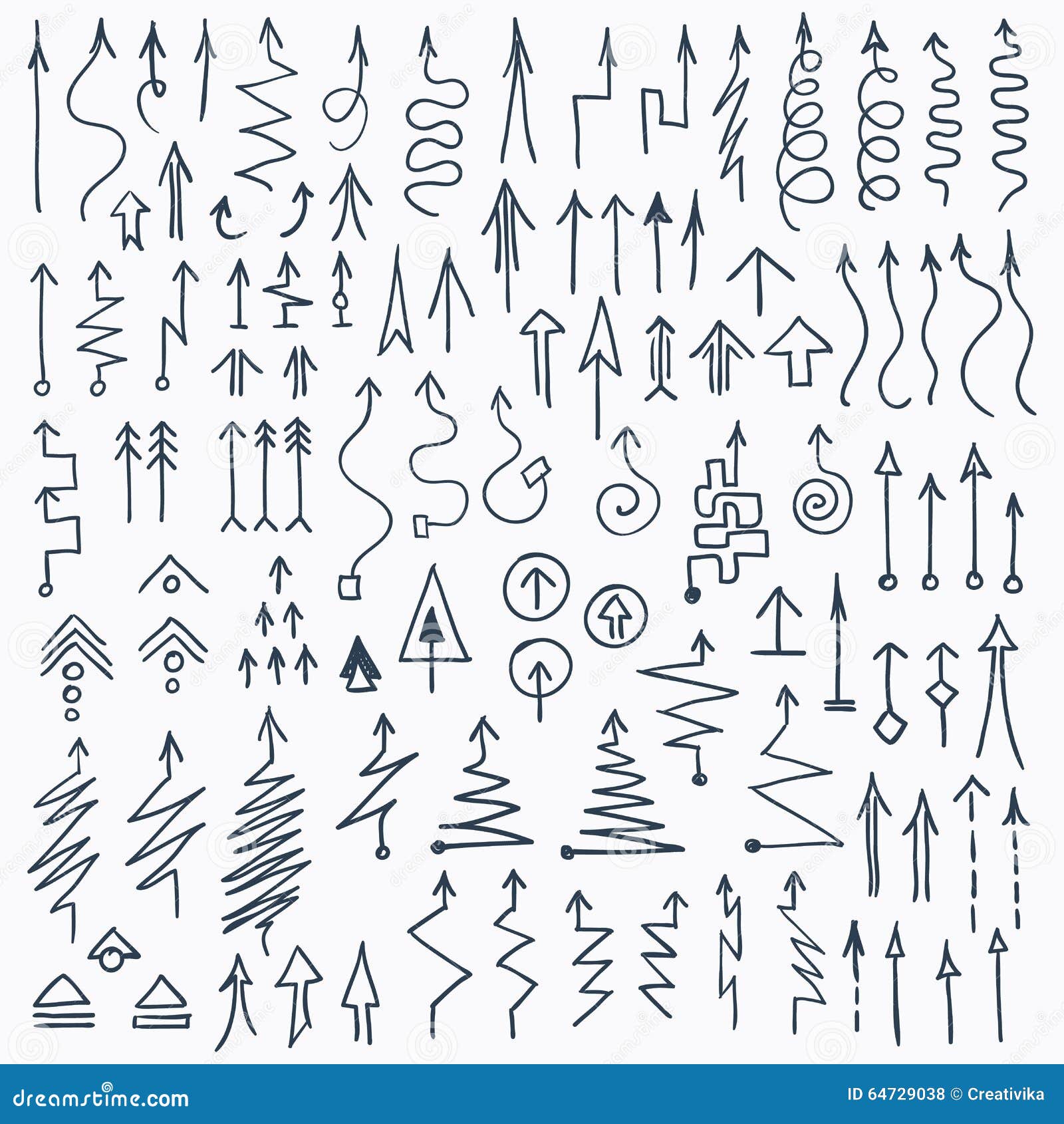 Hand Drawn Doodle Arrows Set Stock Vector - Illustration of circle ...