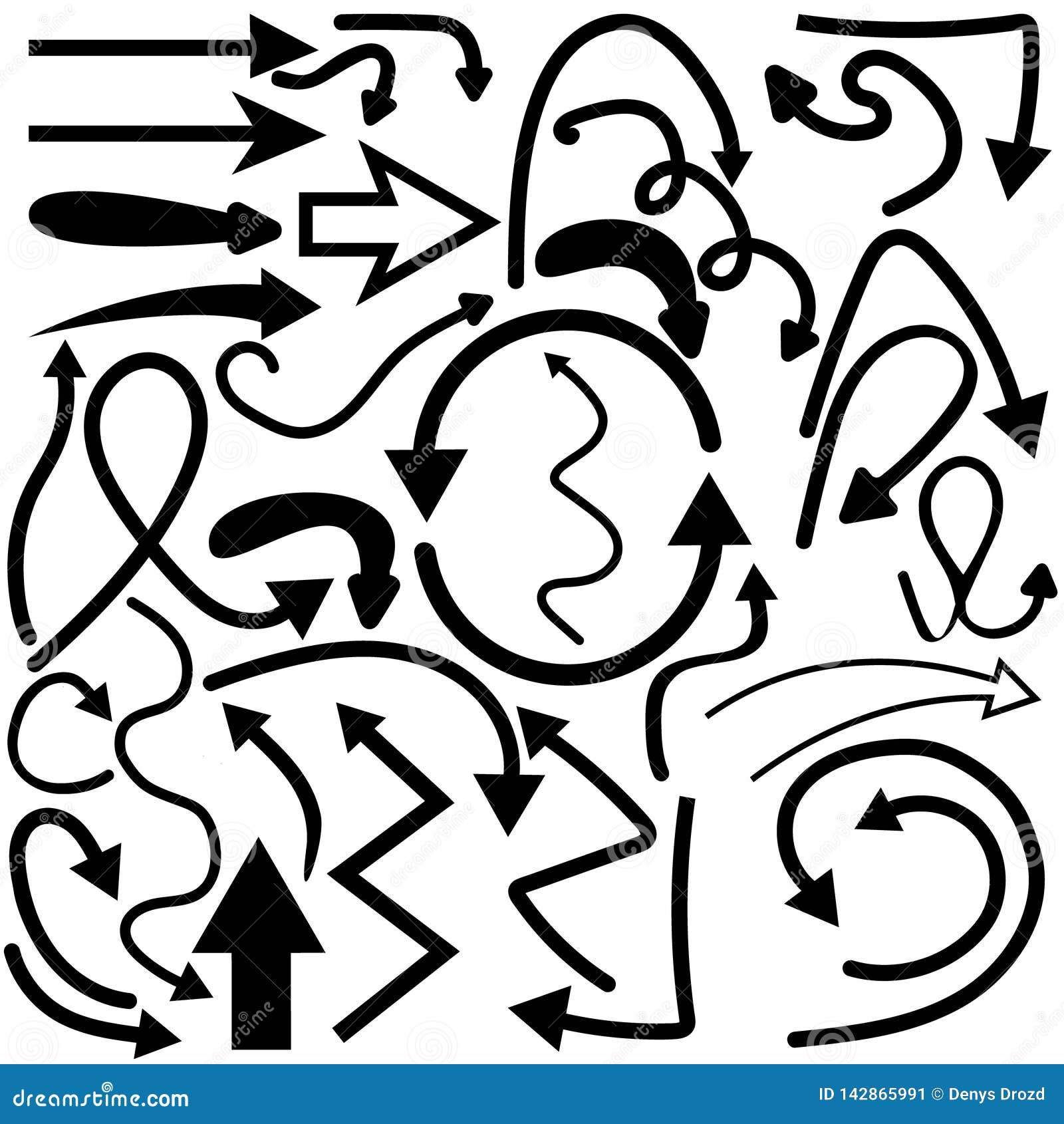 Hand-drawn Doodle Arrows Vector Set Stock Vector - Illustration of ...