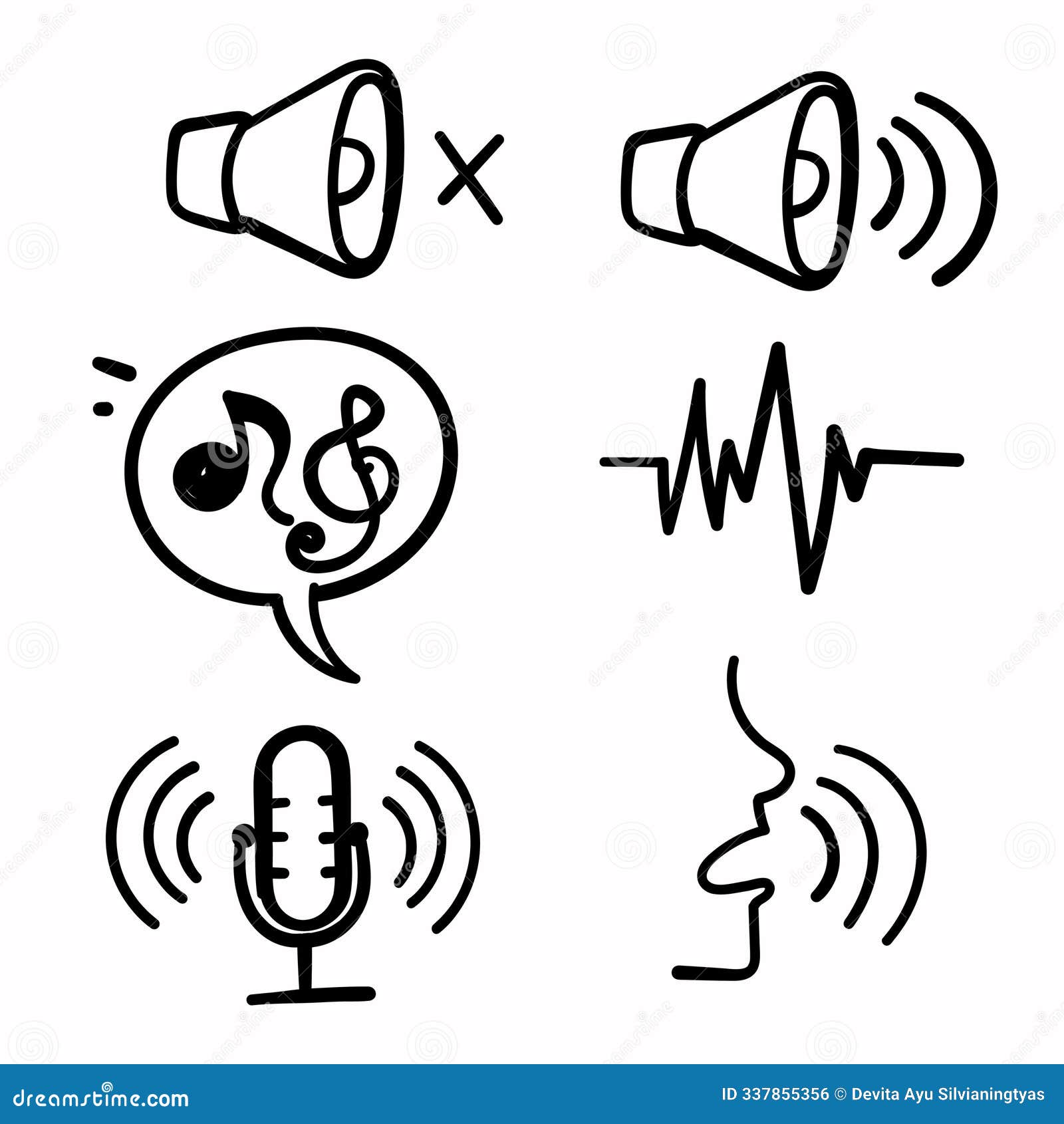 Hand Drawn Doodle Audio Related Icon Illustration Stock Vector ...