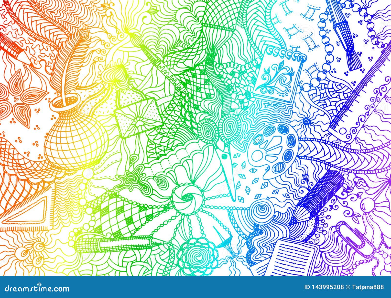 Hand Drawn Doodle Backdrop Pattern with Numerous Different School and ...