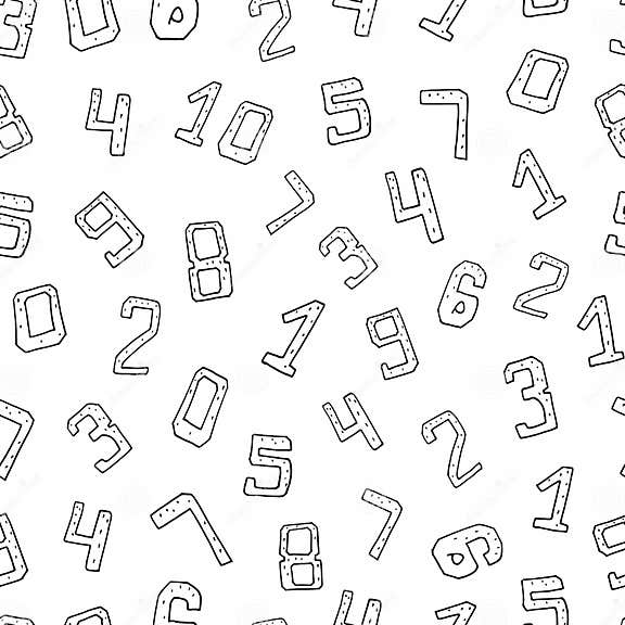 Hand Drawn Doodle Background with Numbers. Stock Vector - Illustration ...