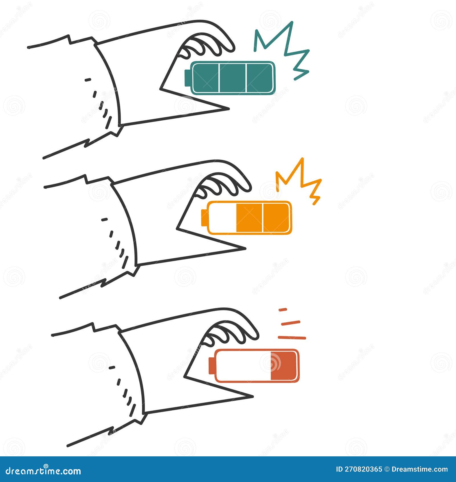 Hand Drawn Doodle Battery Level Indicator Illustration Stock Vector ...