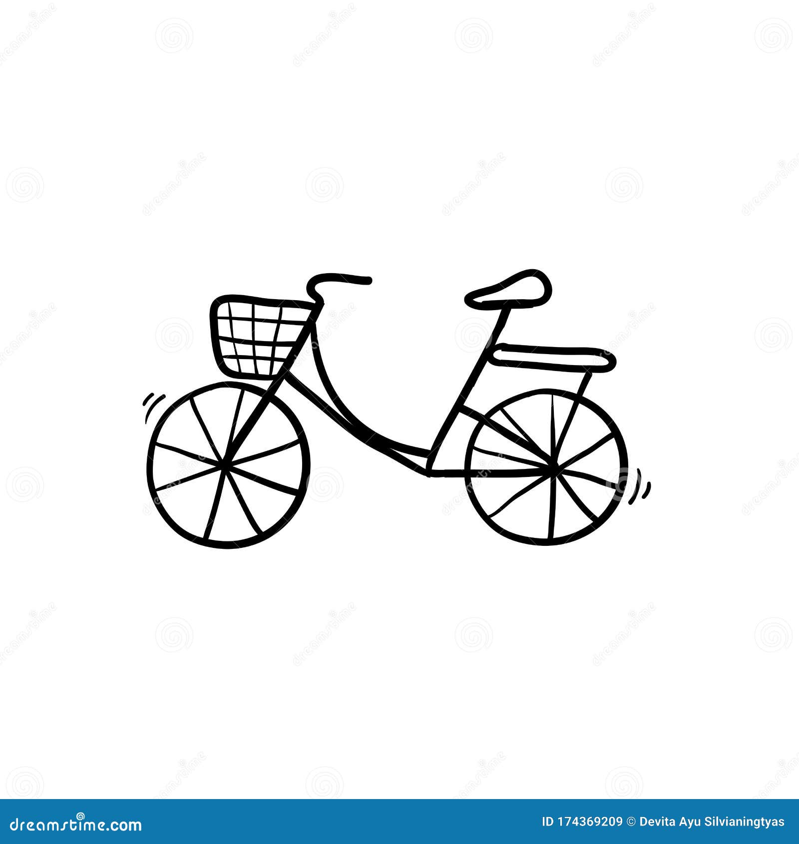 Hand Drawn Doodle Bicycle Illustration with Doodle Cartoon Style Stock ...
