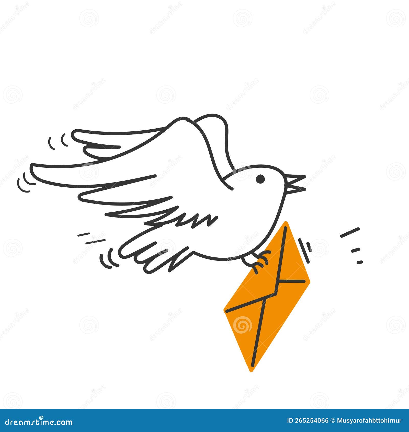 Hand Drawn Doodle Bird Carrying an Envelope Illustration Vector Stock ...
