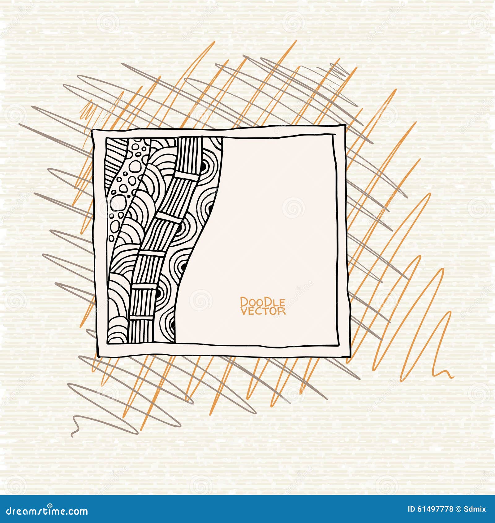 Hand Drawn Doodle Border Frame. Stock Vector - Illustration of ornament ...