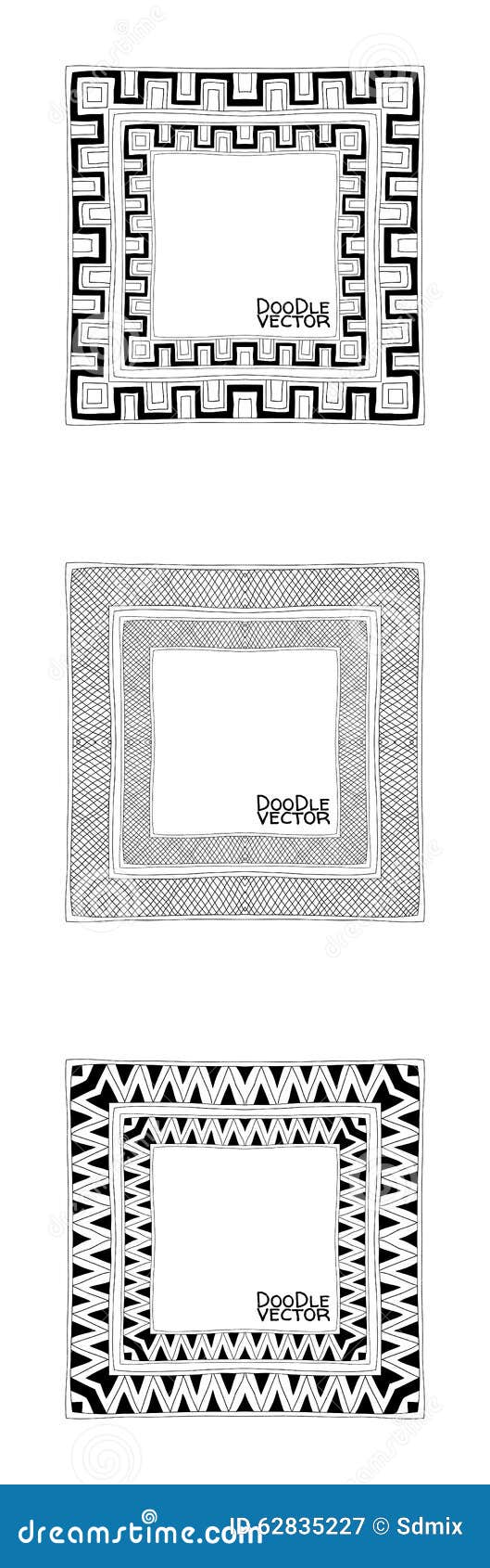 Hand Drawn Doodle Border Frames Stock Vector - Illustration of cartoon ...