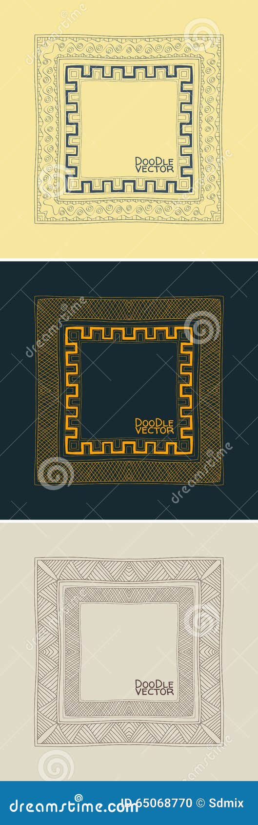 Hand Drawn Doodle Border Frames Stock Vector - Illustration of drawn ...