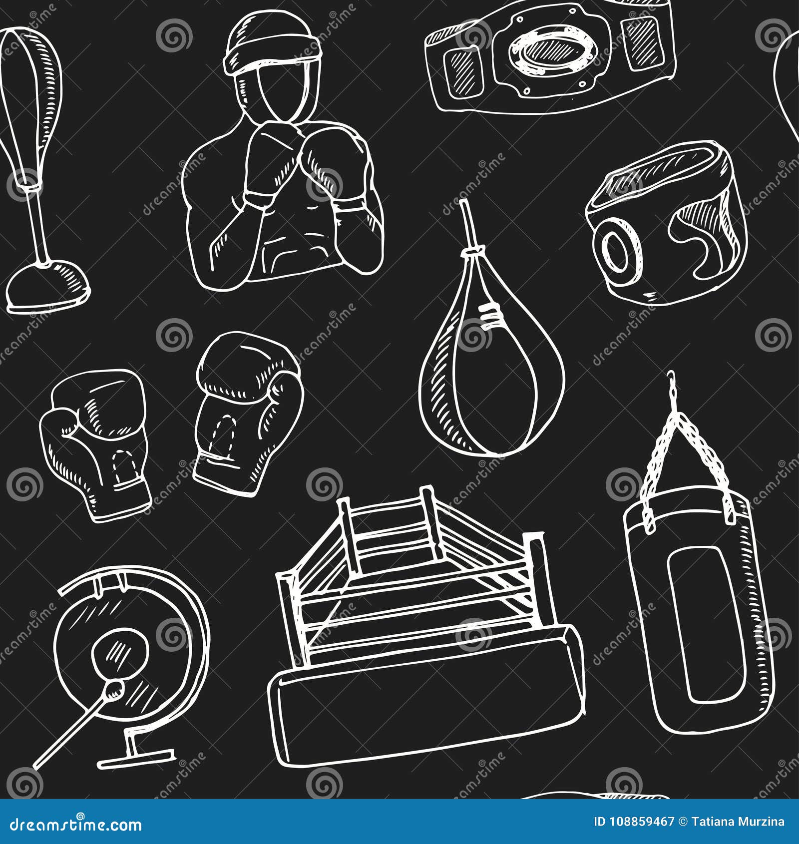 Hand Drawn Doodle Boxing Set. Stock Vector - Illustration of doodle ...