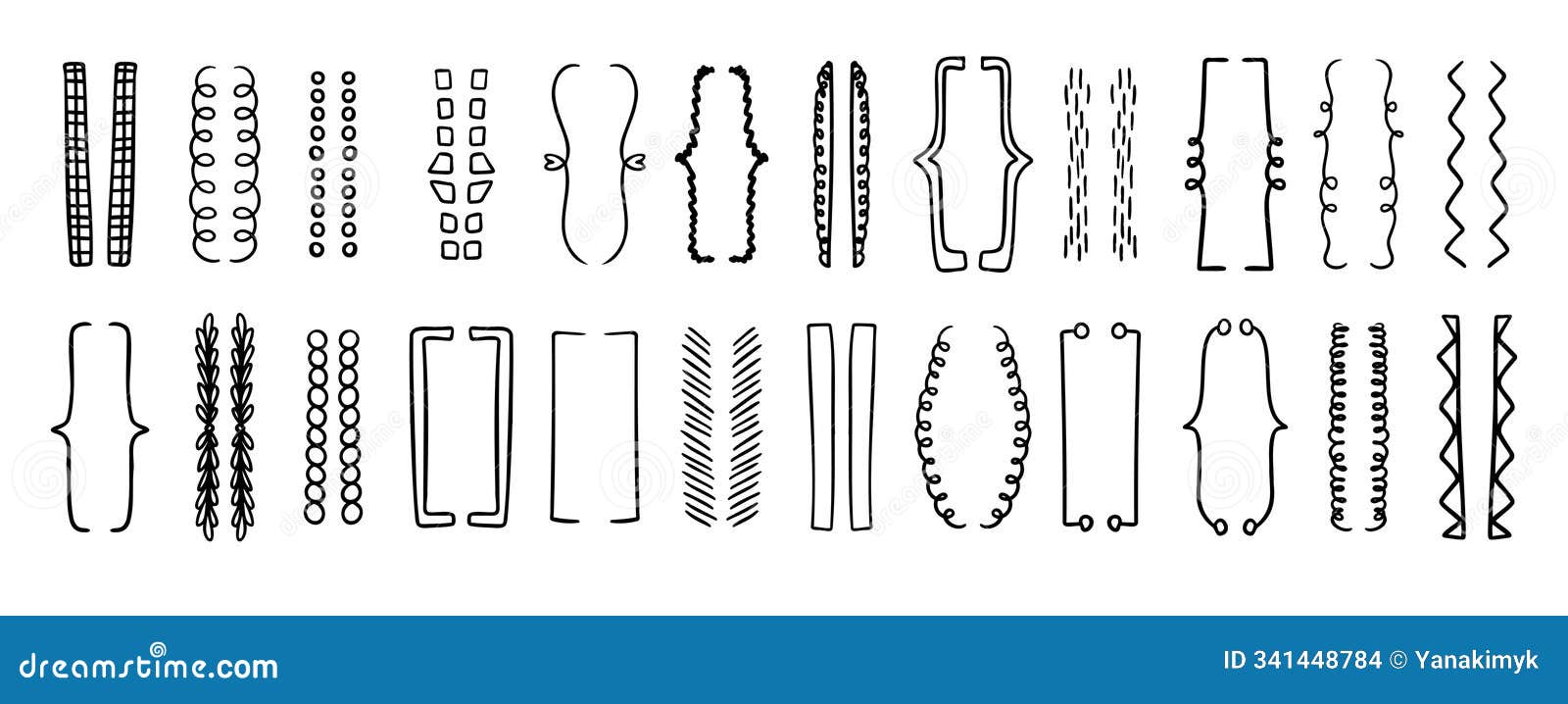 Hand Drawn Doodle Brackets Set. Scribble Brackets And Drawing In Black ...