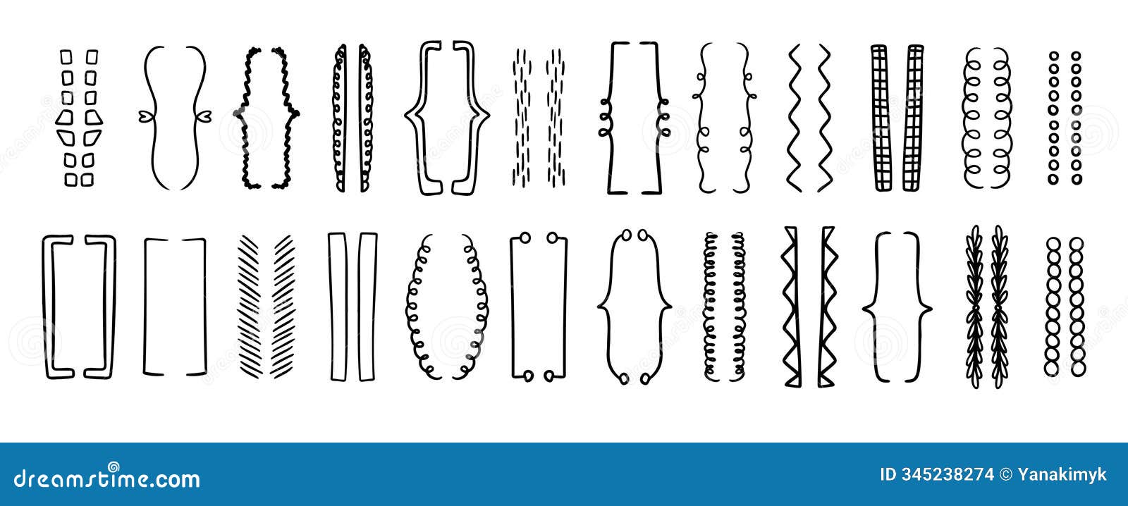 Hand Drawn Doodle Brackets Set. Scribble Brackets And Drawing In Black ...