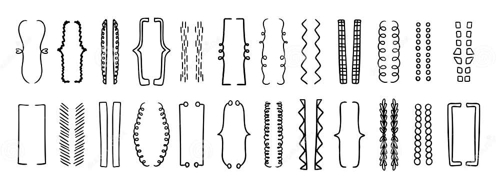Hand Drawn Doodle Brackets Set. Scribble Brackets and Drawing in Black ...