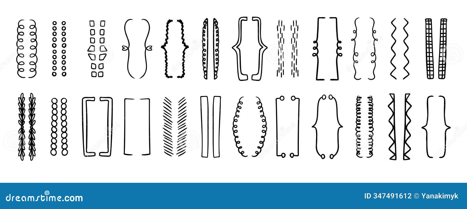 Hand Drawn Doodle Brackets Set. Scribble Brackets And Drawing In Black ...
