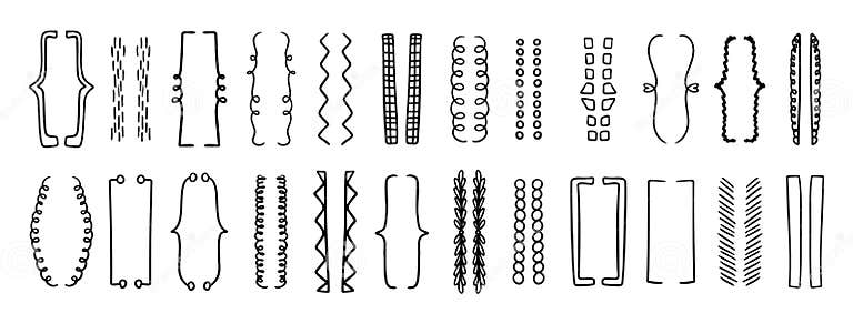 Hand Drawn Doodle Brackets Set. Scribble Brackets and Drawing in Black ...