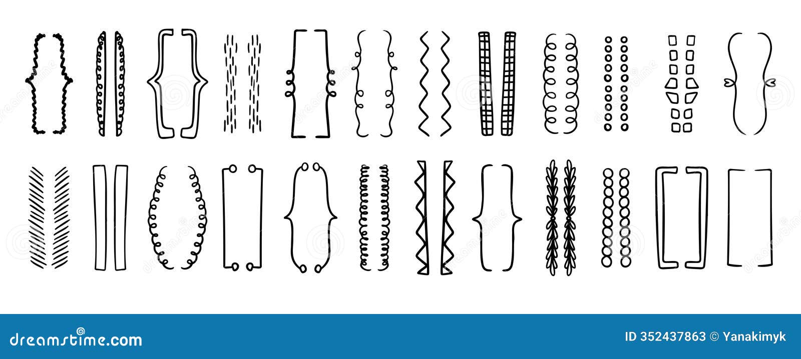Hand Drawn Doodle Brackets Set. Scribble Brackets And Drawing In Black ...