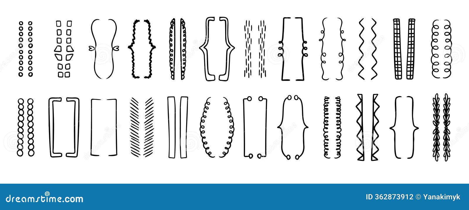 Hand Drawn Doodle Brackets Set. Scribble Brackets and Drawing in Black ...