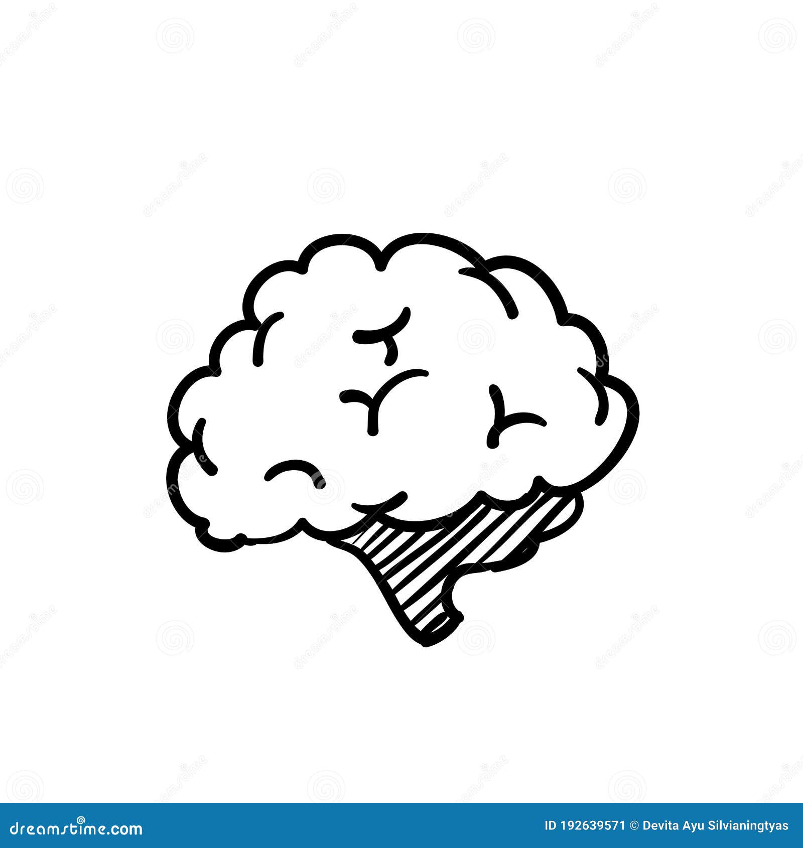 Doodle Brain Symbol On White Background Cartoon Vector | CartoonDealer ...