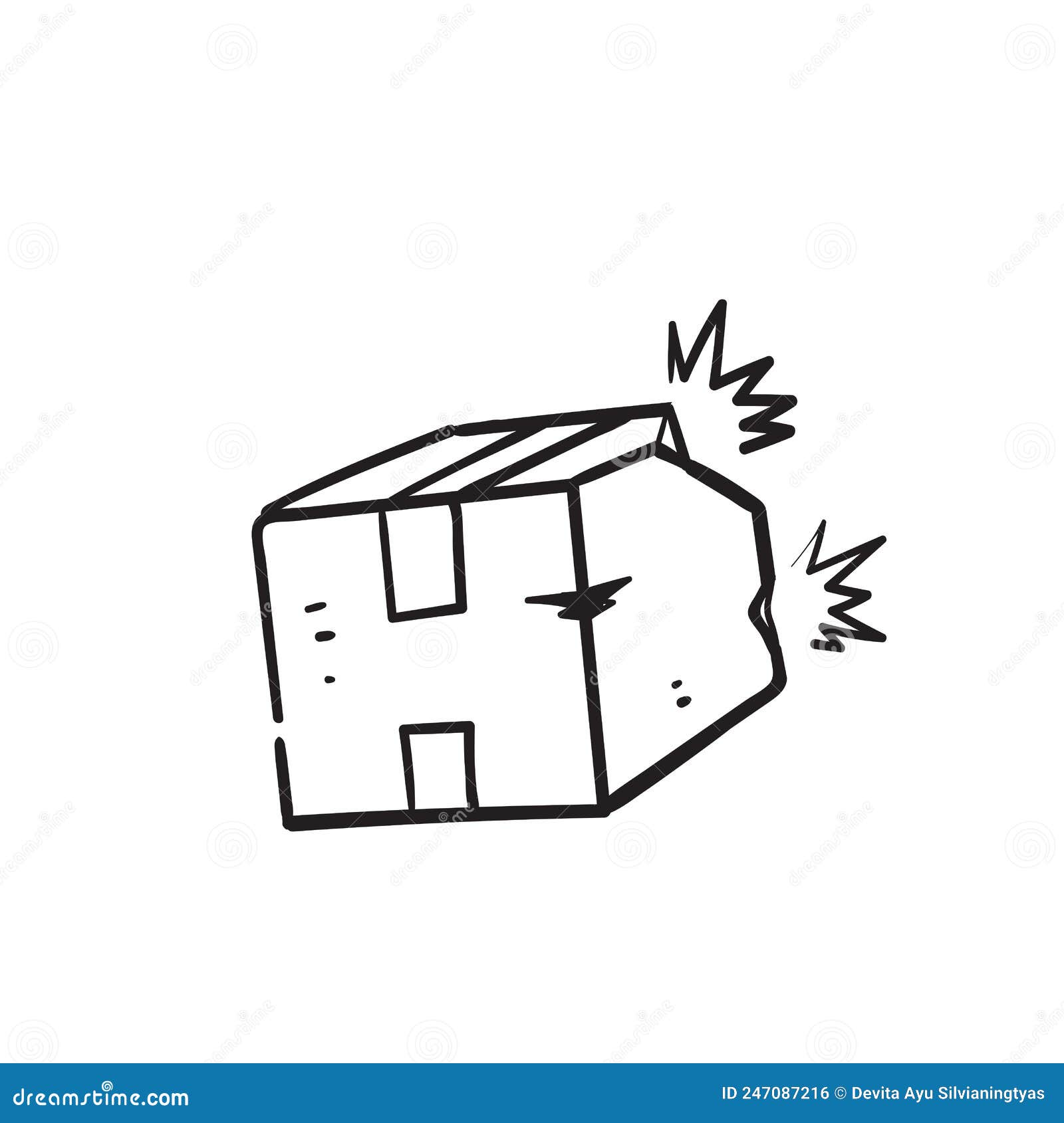 Hand Drawn Doodle Broken Cardboard Icon Illustration Vector Isolated ...