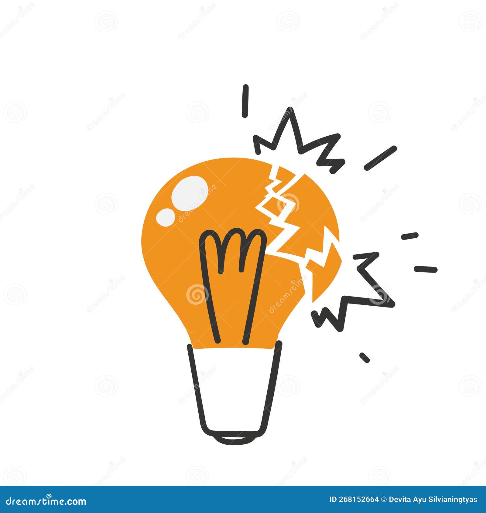 Hand Drawn Doodle Broken Light Bulb Illustration Stock Vector ...