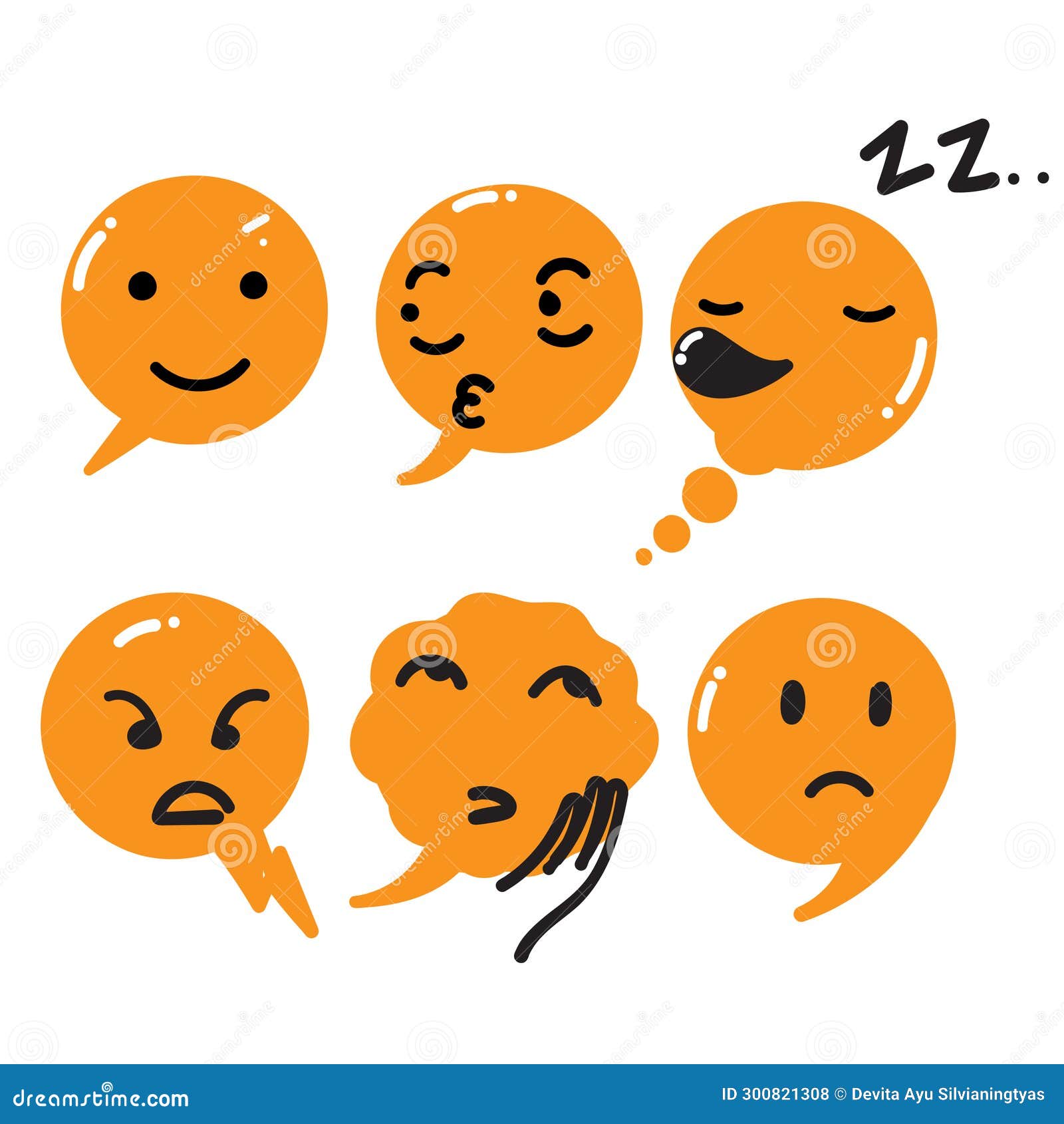 Hand Drawn Doodle Bubble Speech With Emoticon Face Illustration Vector ...