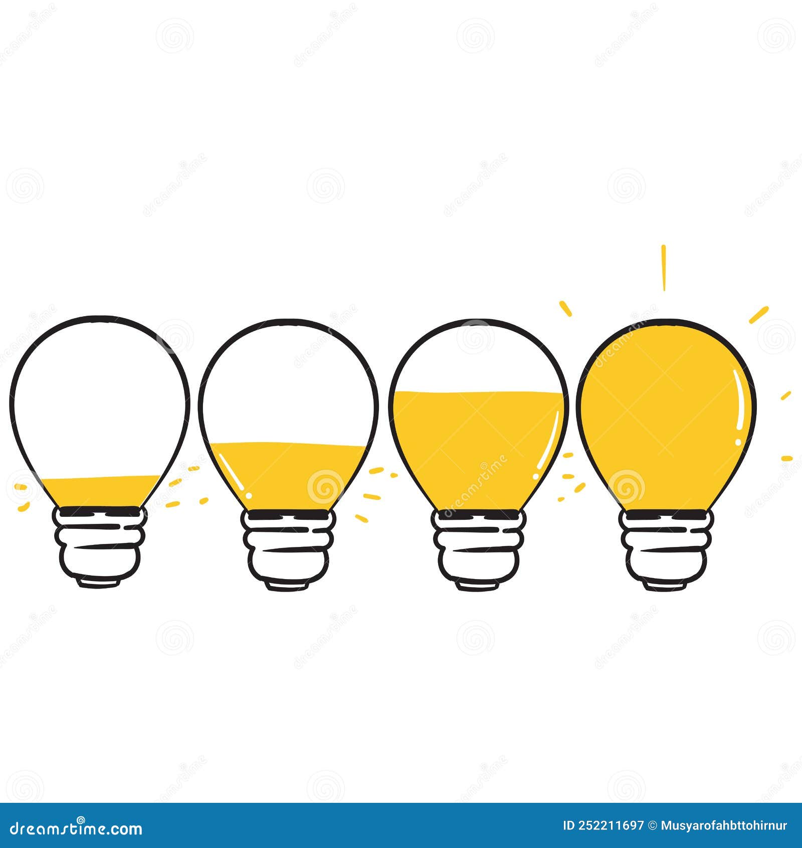 Hand Drawn Doodle Bulb Light Level Illustration Vector Stock Vector ...