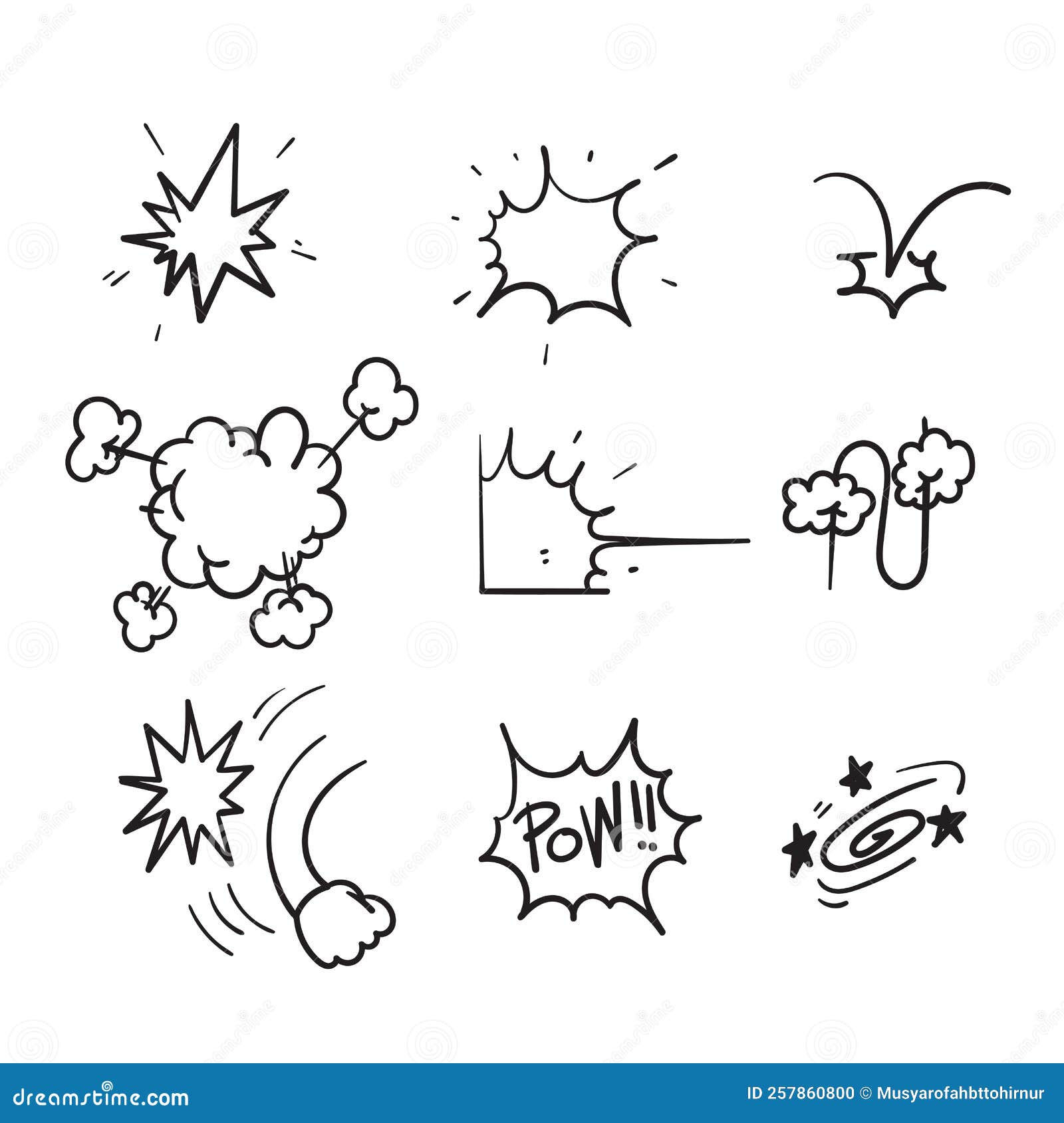Hand Drawn Doodle Bump Impact Explosion Illustration Vector Stock ...
