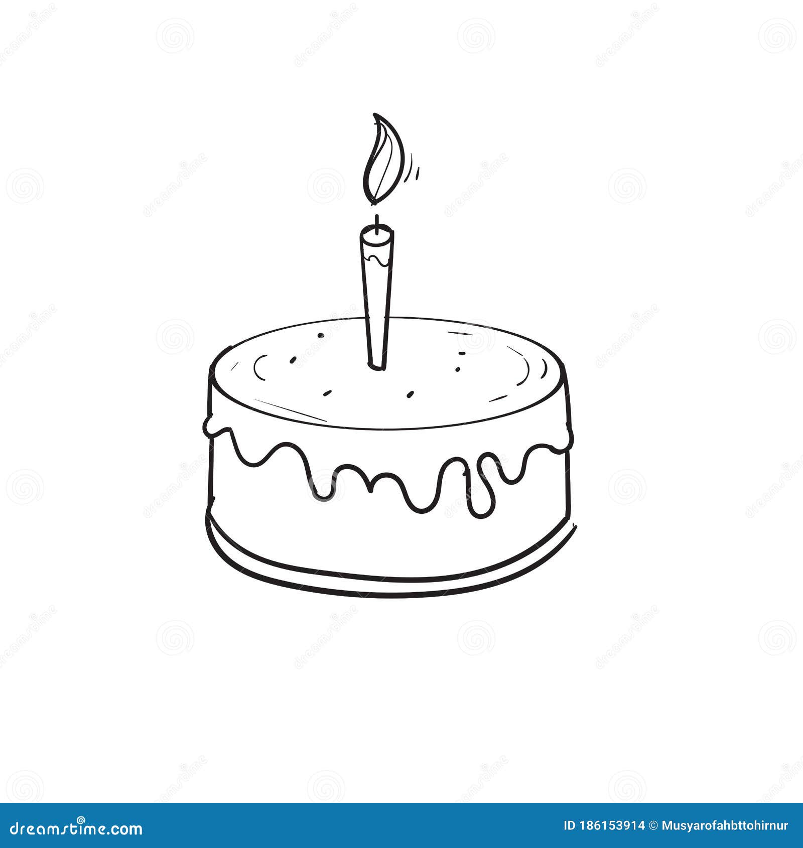 Hand Drawn Doodle Cake with Candle Illustration Vector Cartoon Stock ...