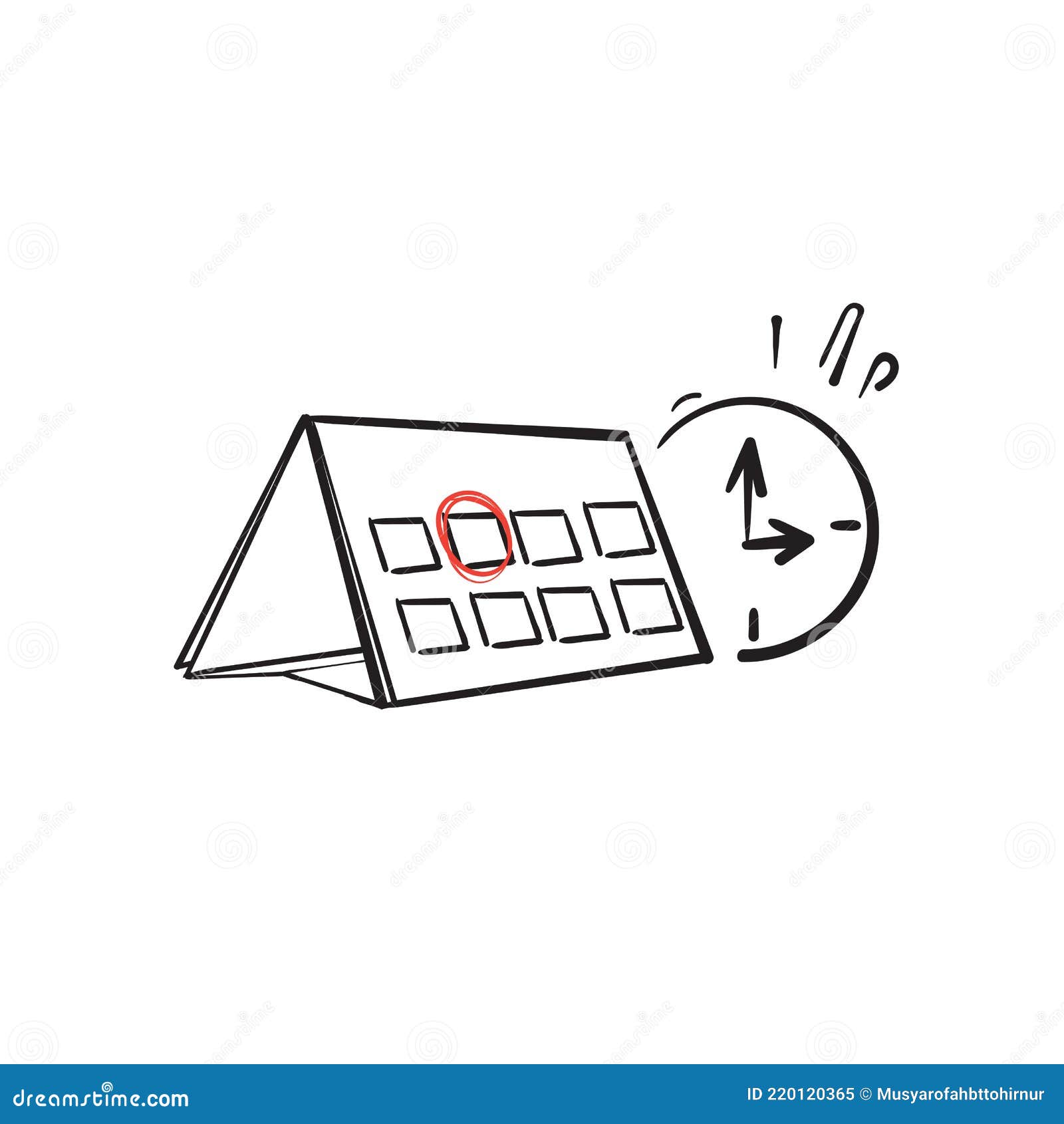 Hand Drawn Doodle Calendar and Clock Illustration Vector Stock Vector ...