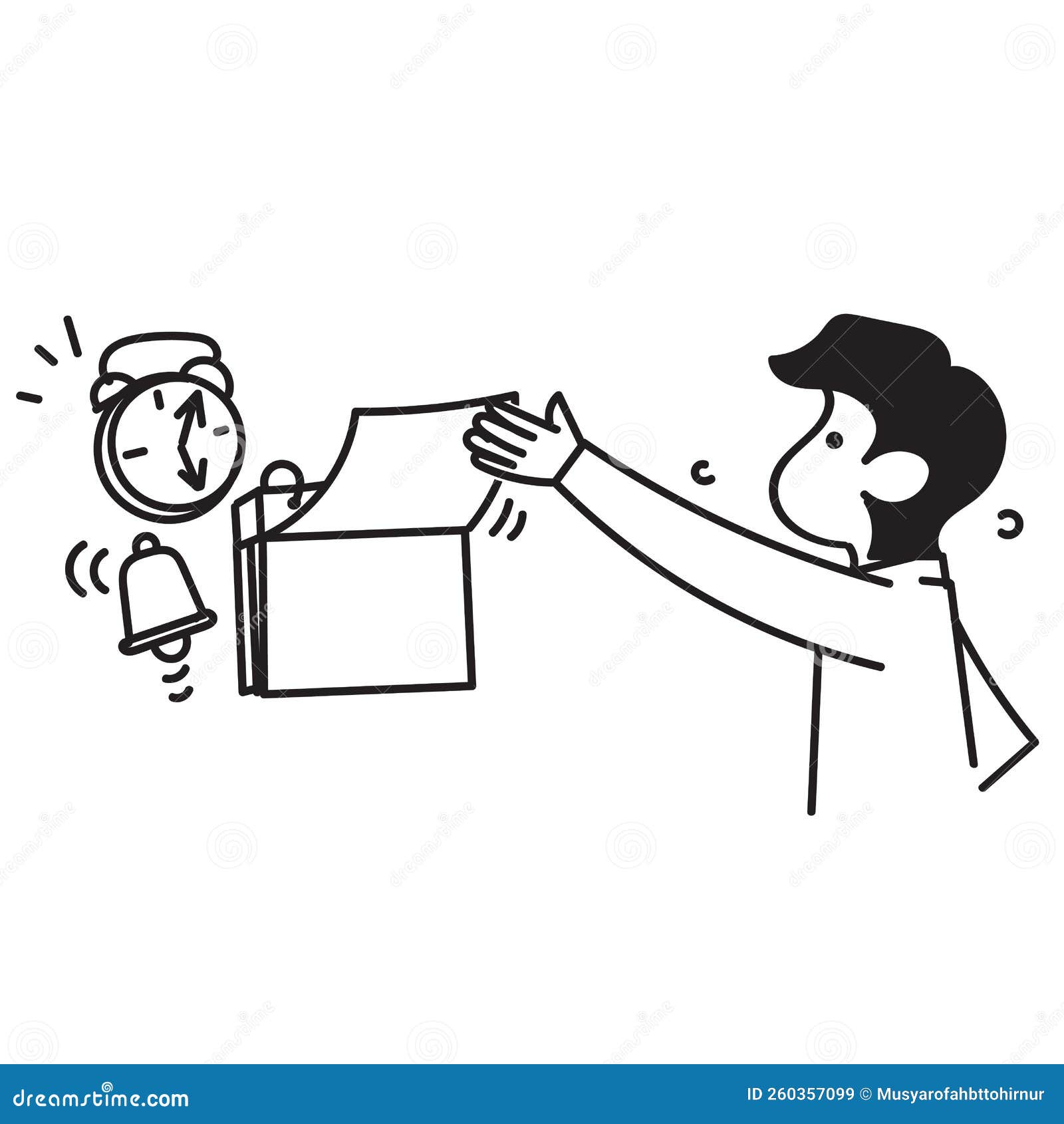 Hand Drawn Doodle Calendar Reminder with Clock Illustration Vector ...