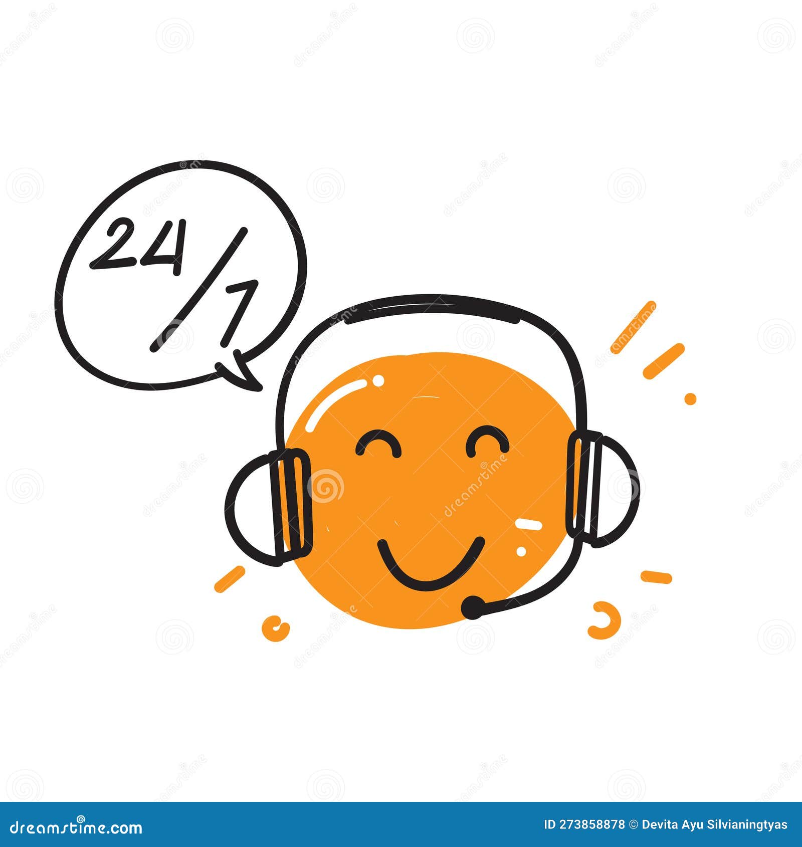 Hand Drawn Doodle Call Center 24 Hours Illustration Stock Vector ...