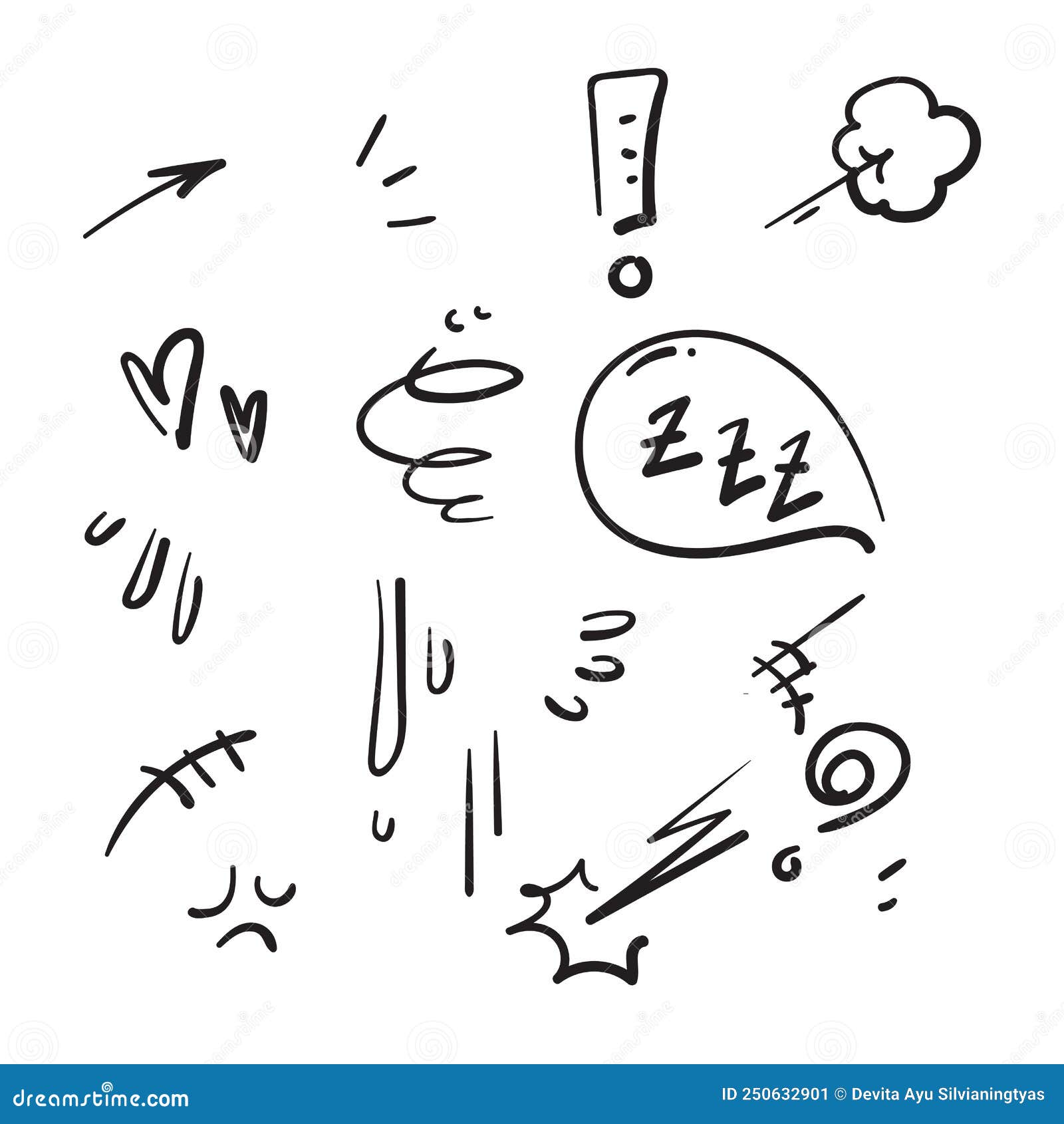 Hand Drawn Doodle Cartoon Expression Effect Element Collection Stock ...