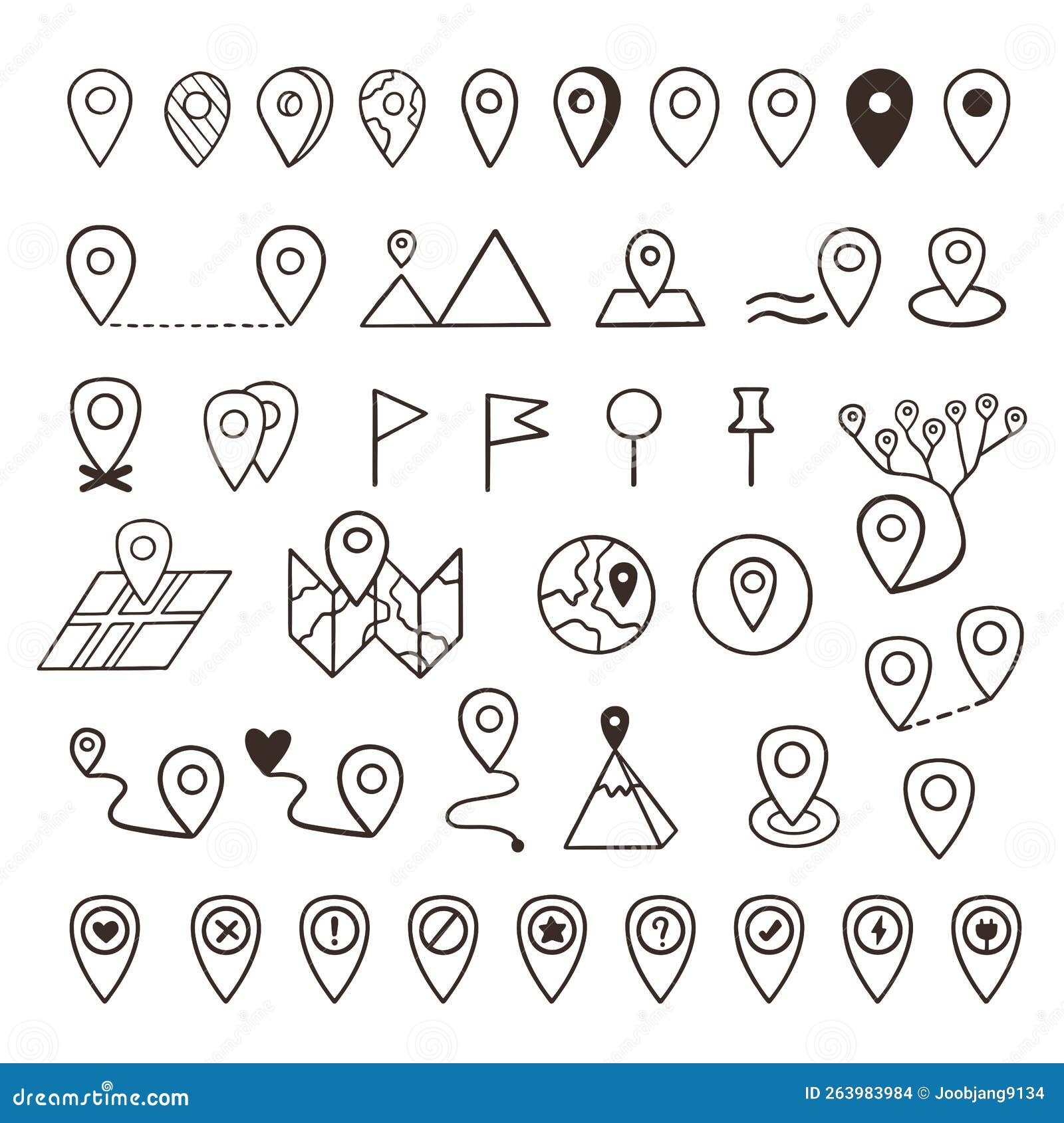 Hand Drawn Doodle Cartoon Map Pin Stock Vector - Illustration of point ...