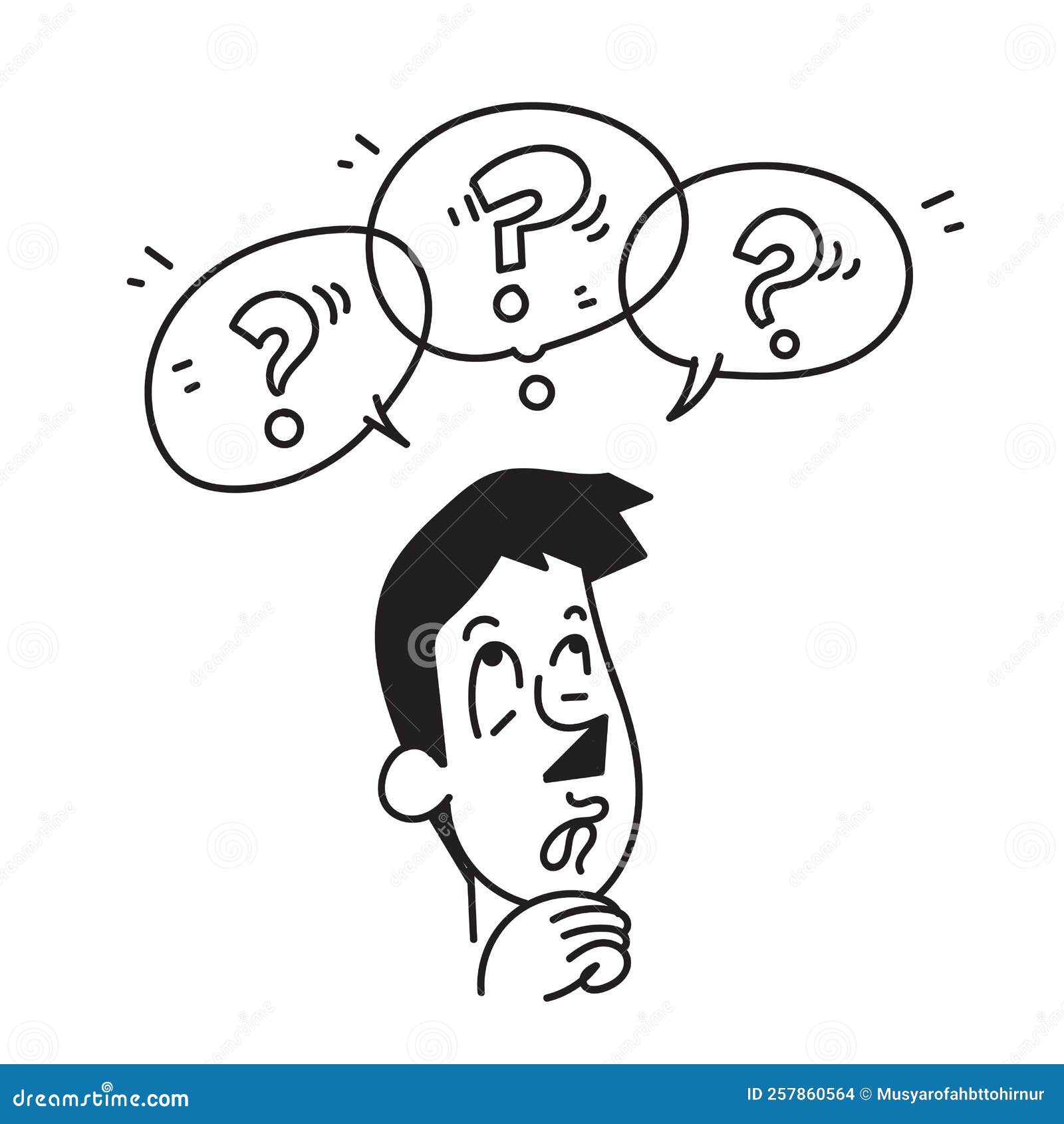 Hand Drawn Doodle Character with Message Box Question Mark Illustration ...
