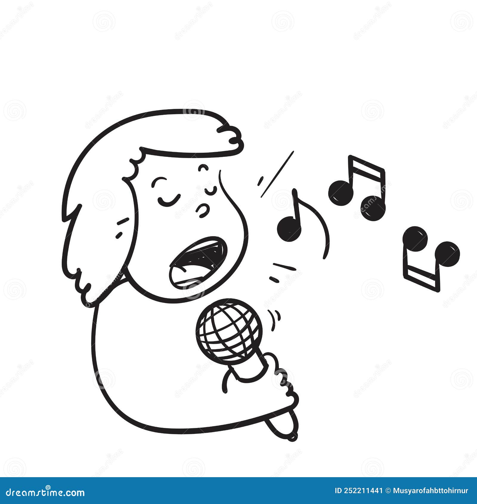 Hand Drawn Doodle Character Singing Voice Illustration Vector Stock ...