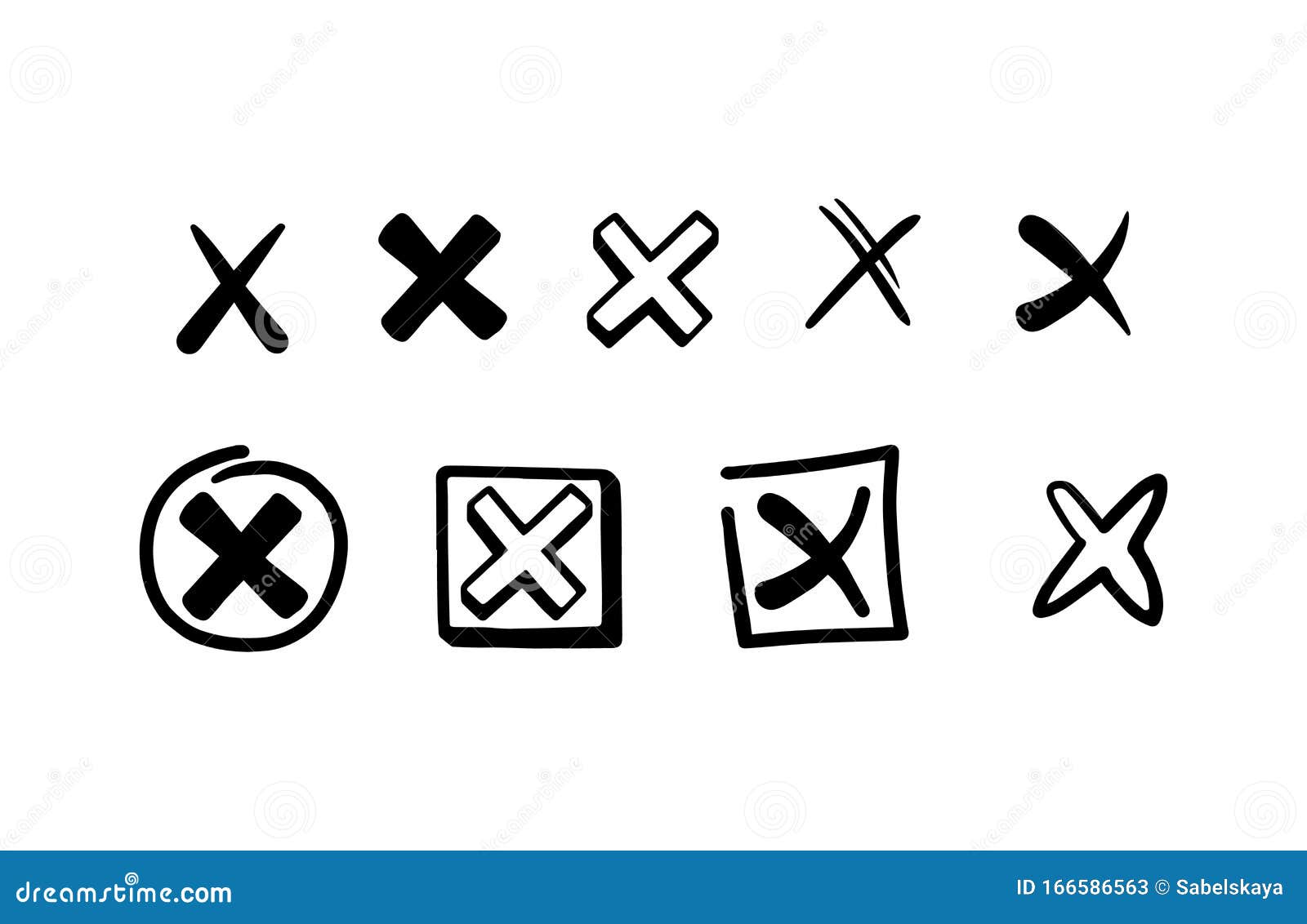 Hand Drawn Doodle Check Marks in Checkboxes, Vector Illustrations Set ...