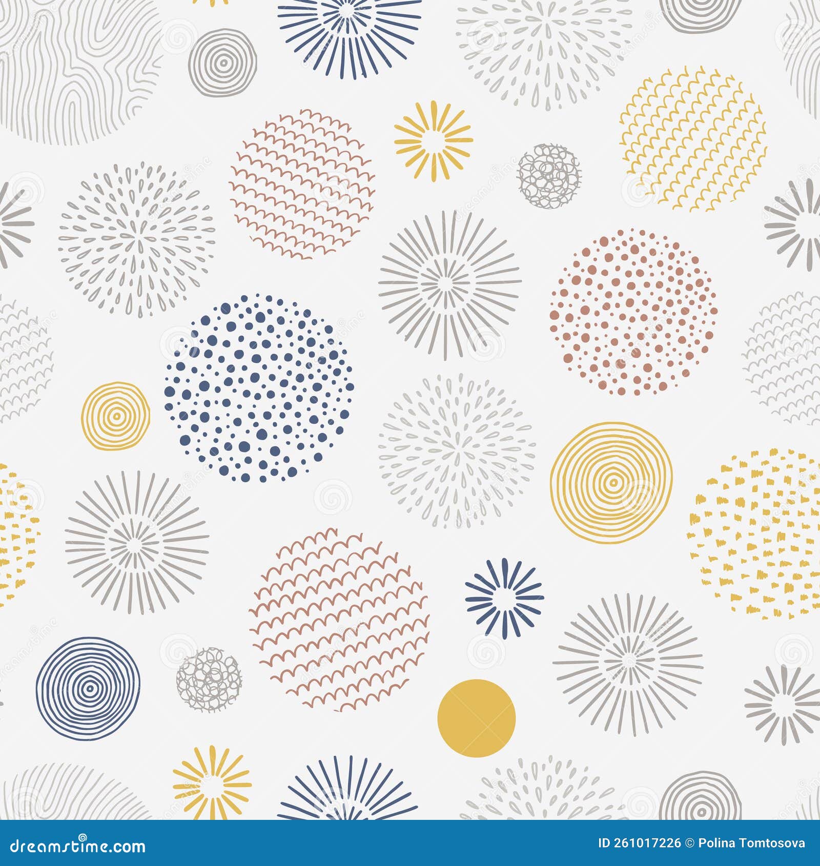 Hand Drawn Doodle Children Circle Seamless Pattern. Doodle Style ...