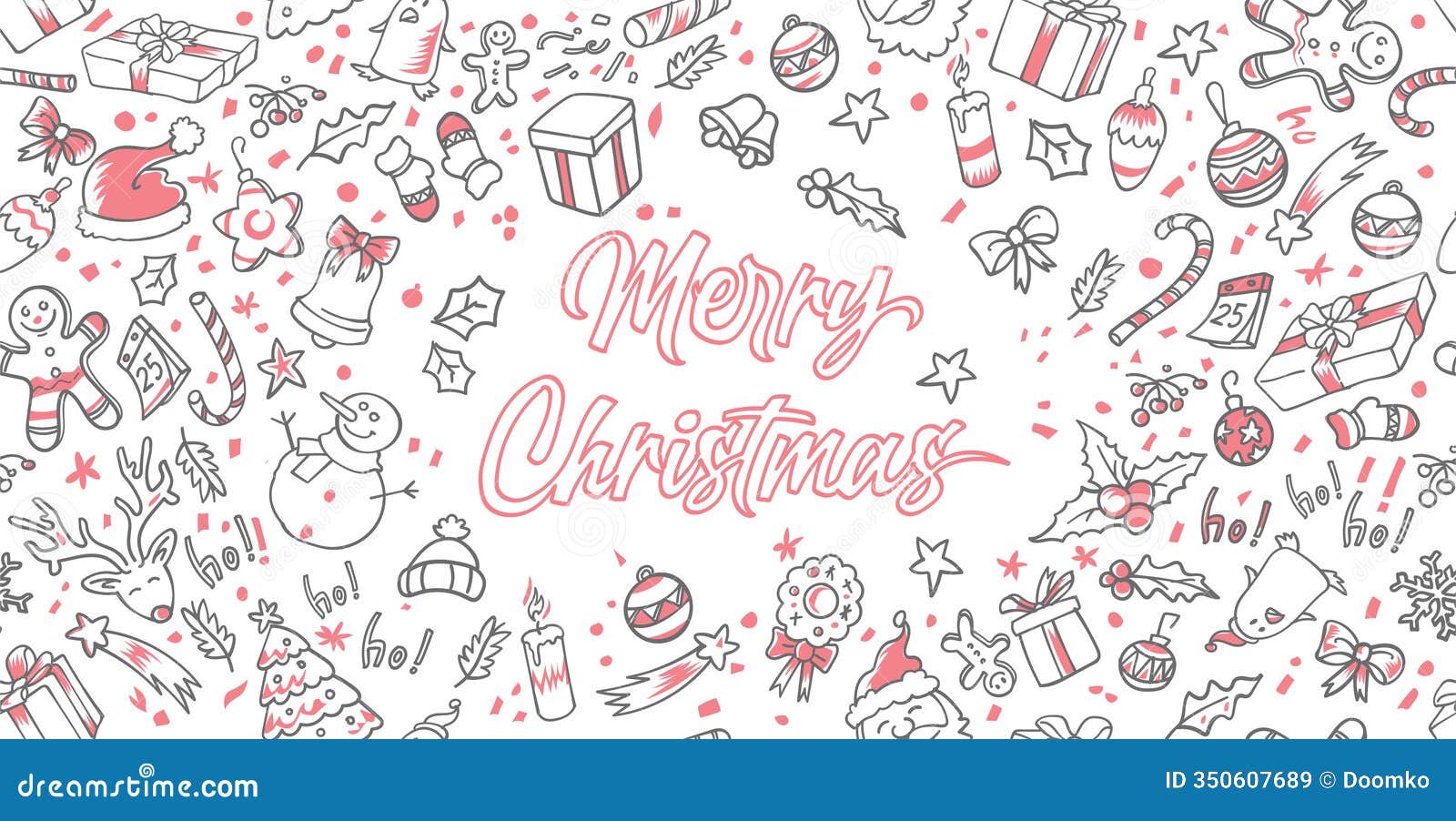 Doodle Christmas Tree Card. Doodle Fir-trees Snow Season Concept ...