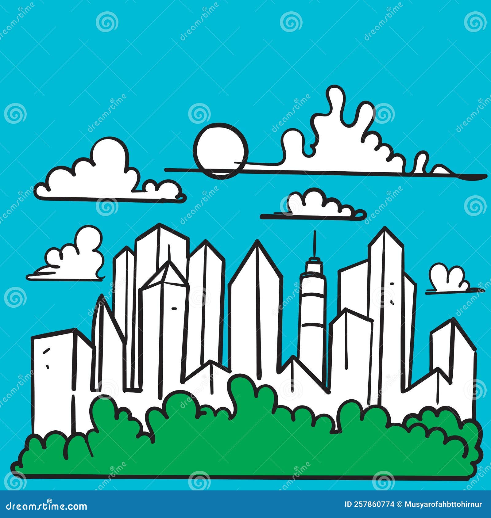Hand Drawn Doodle City Skyline Illustration Vector Stock Vector ...