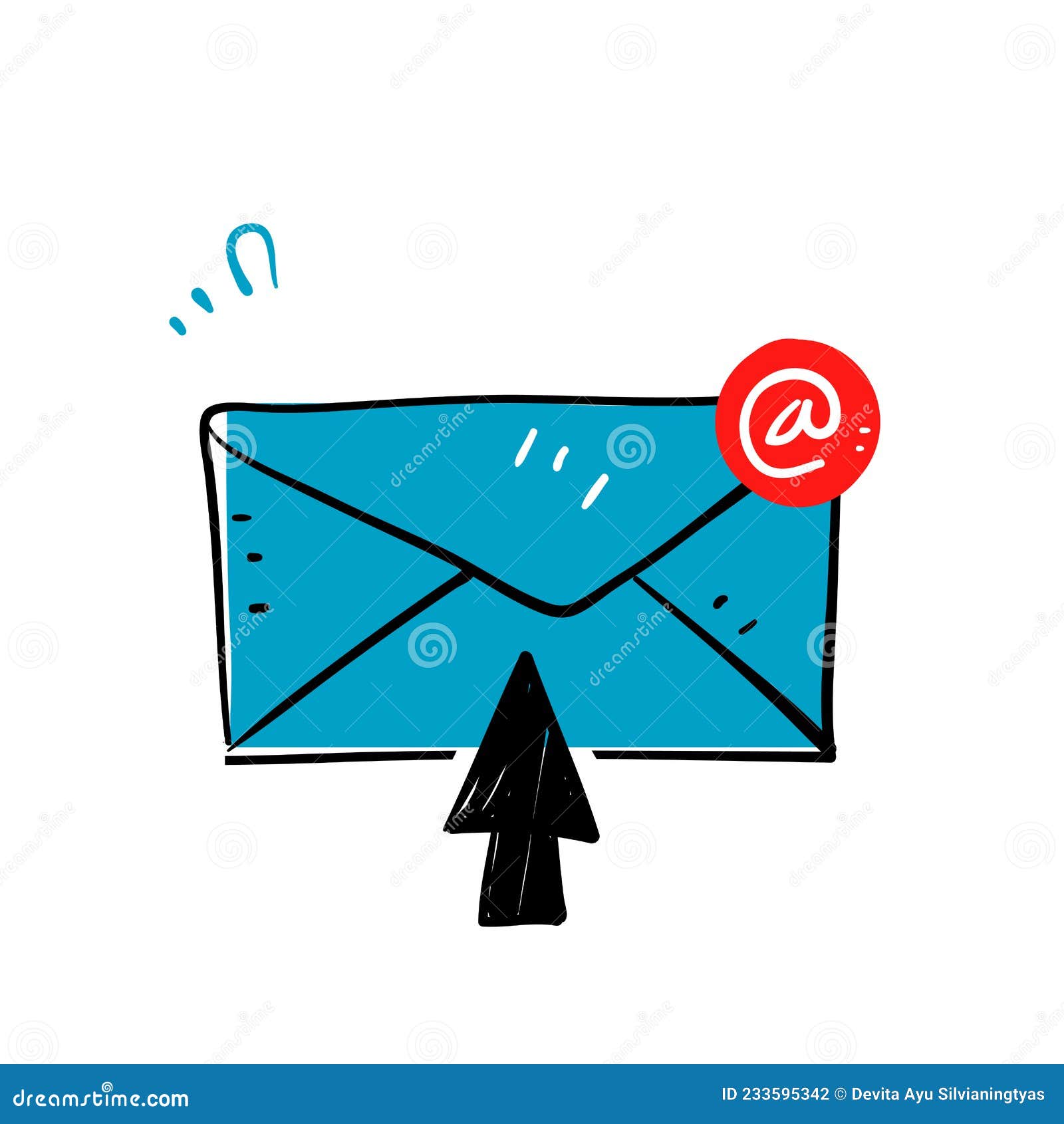 Hand Drawn Doodle Click Email Icon Illustration Vector Isolated Stock ...