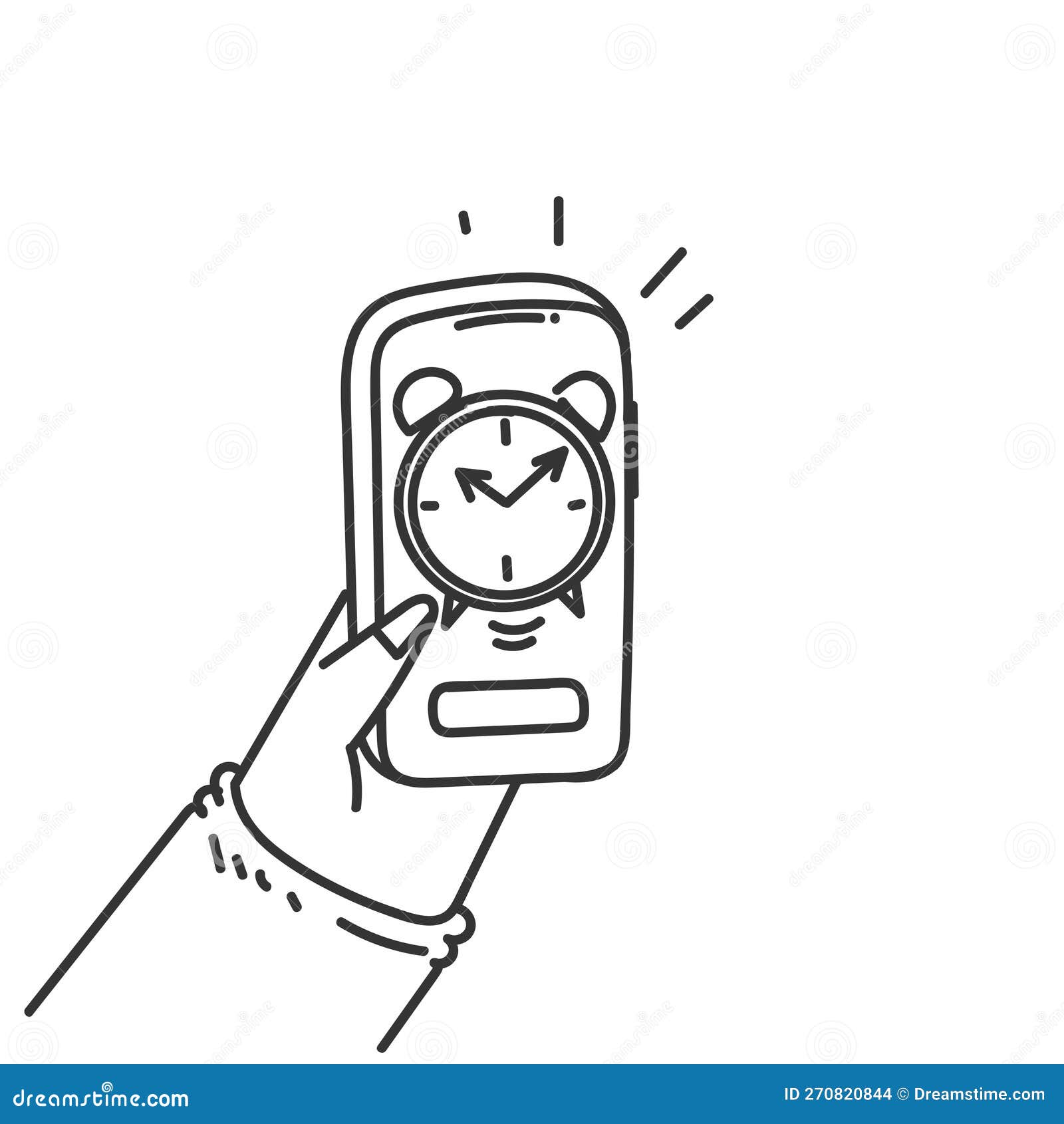 Hand Drawn Doodle Clock on Phone Screen Illustration Vector Stock ...