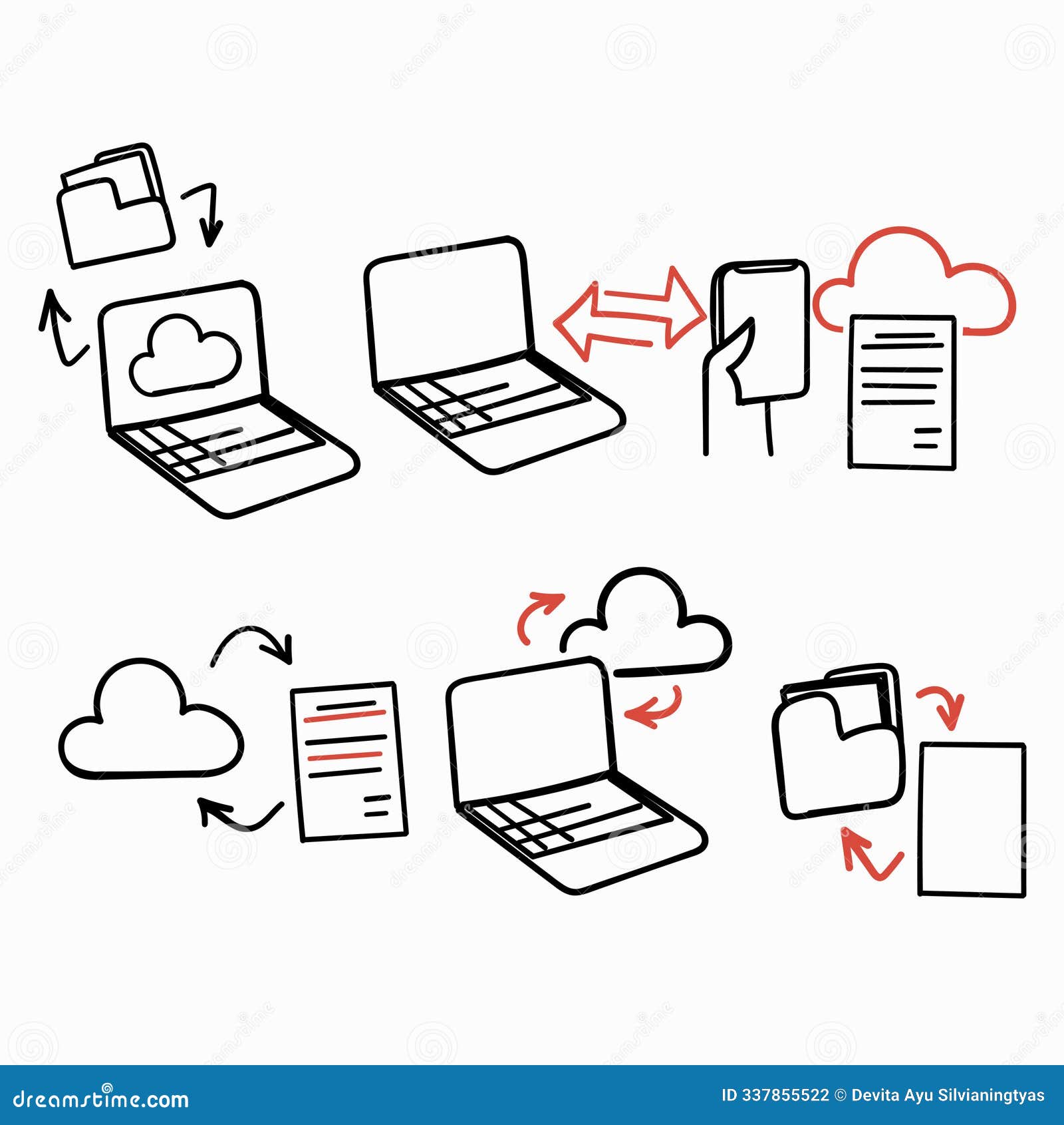 Hand Drawn Doodle Cloud File Folder Document Transfer Stock Vector ... Hand Drawn Doodle Cloud File Folder Document Transfer Stock Vector ...