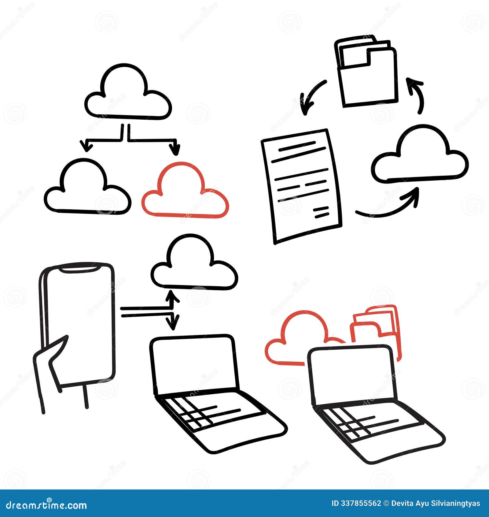 Hand Drawn Doodle Cloud File Folder Document Transfer Stock Vector ... Hand Drawn Doodle Cloud File Folder Document Transfer Stock Vector ...