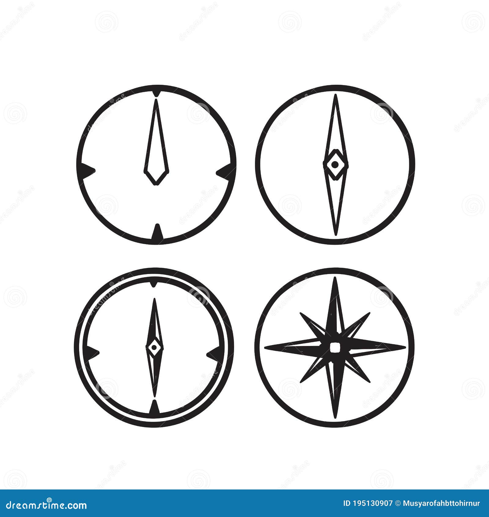 Hand Drawn Doodle Compass Icon Illustration Vector Isolated Stock ...