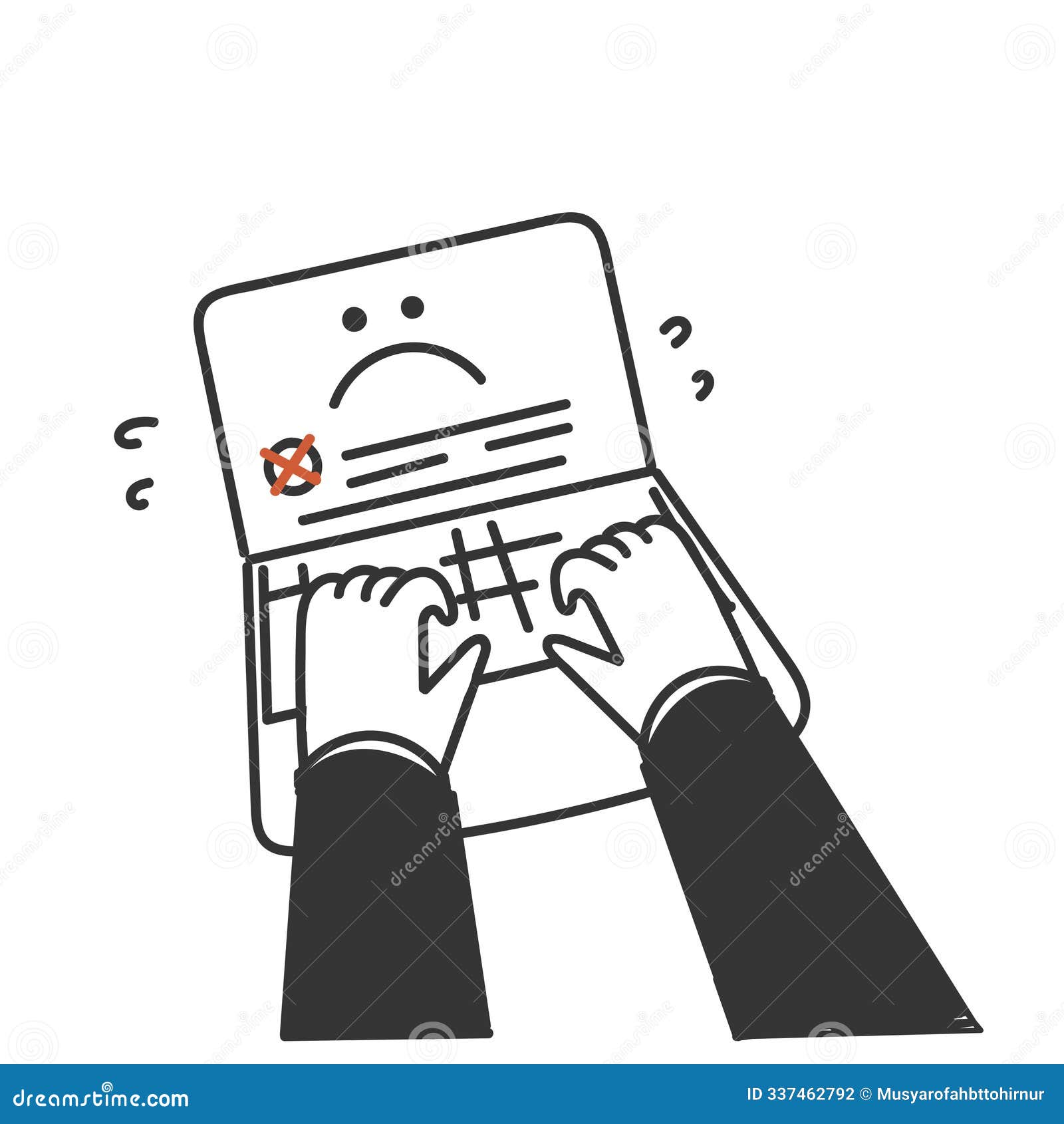 Hand Drawn Doodle Computer Operating System Crash Stock Illustration ...