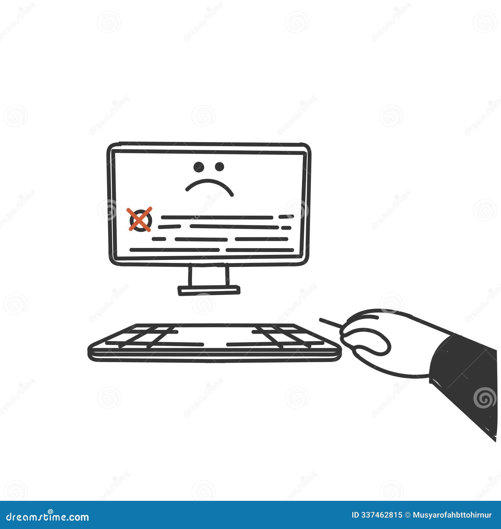 Hand Drawn Doodle Computer Operating System Crash Stock Illustration ...