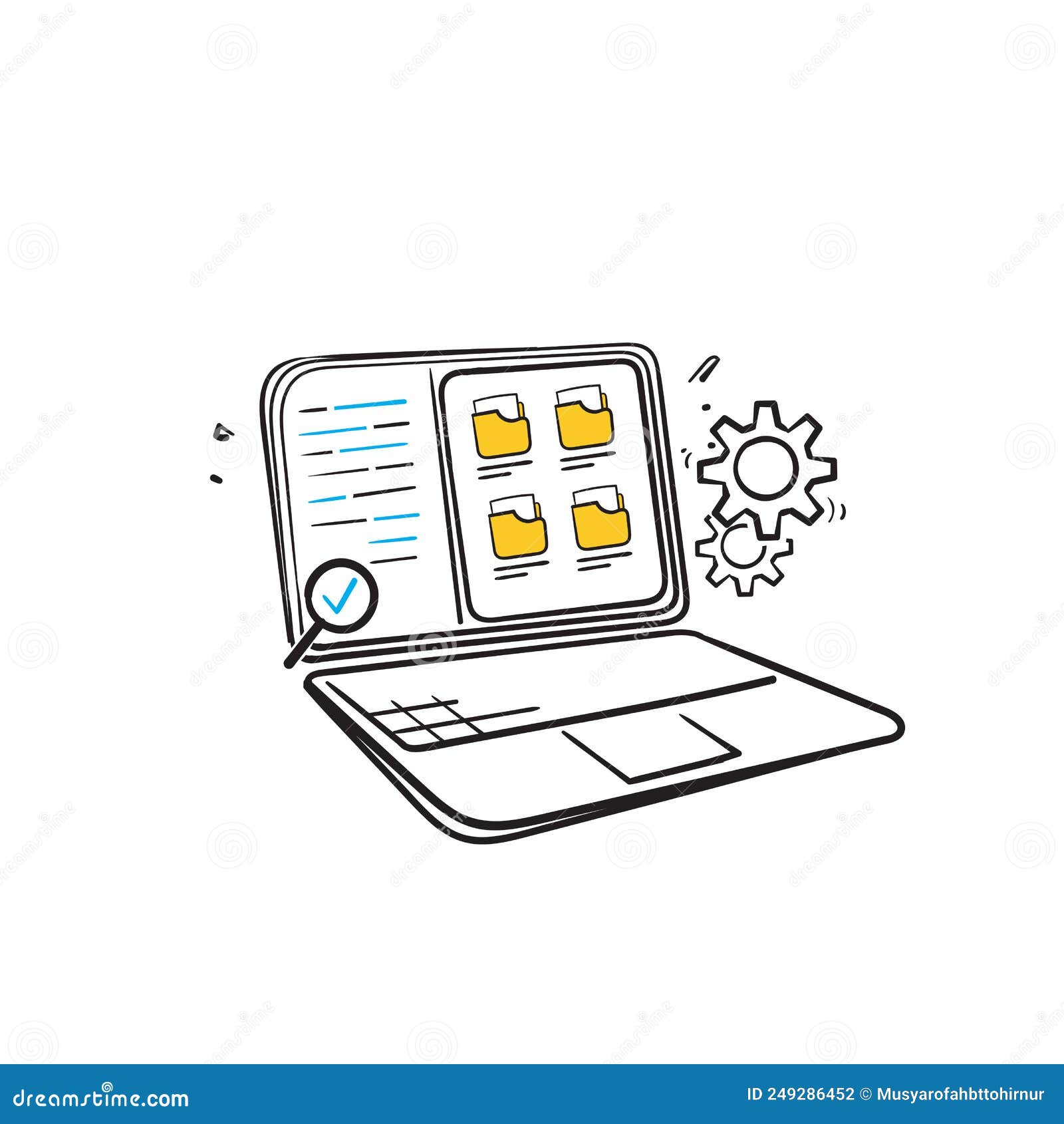 Hand Drawn Doodle Concept of File Management Folder Illustration Vector ...