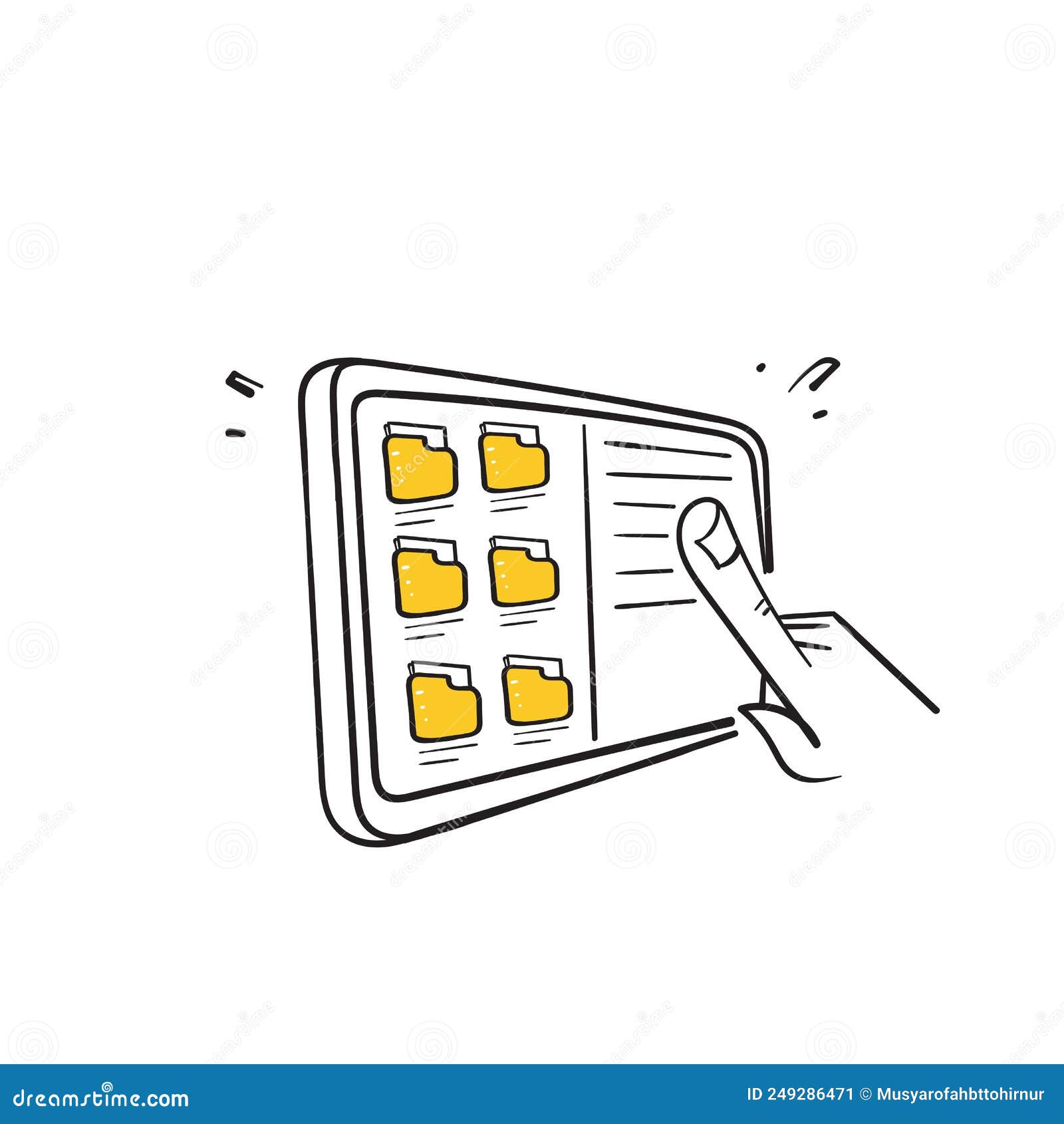 Hand Drawn Doodle Concept of File Management Folder Illustration Vector ...