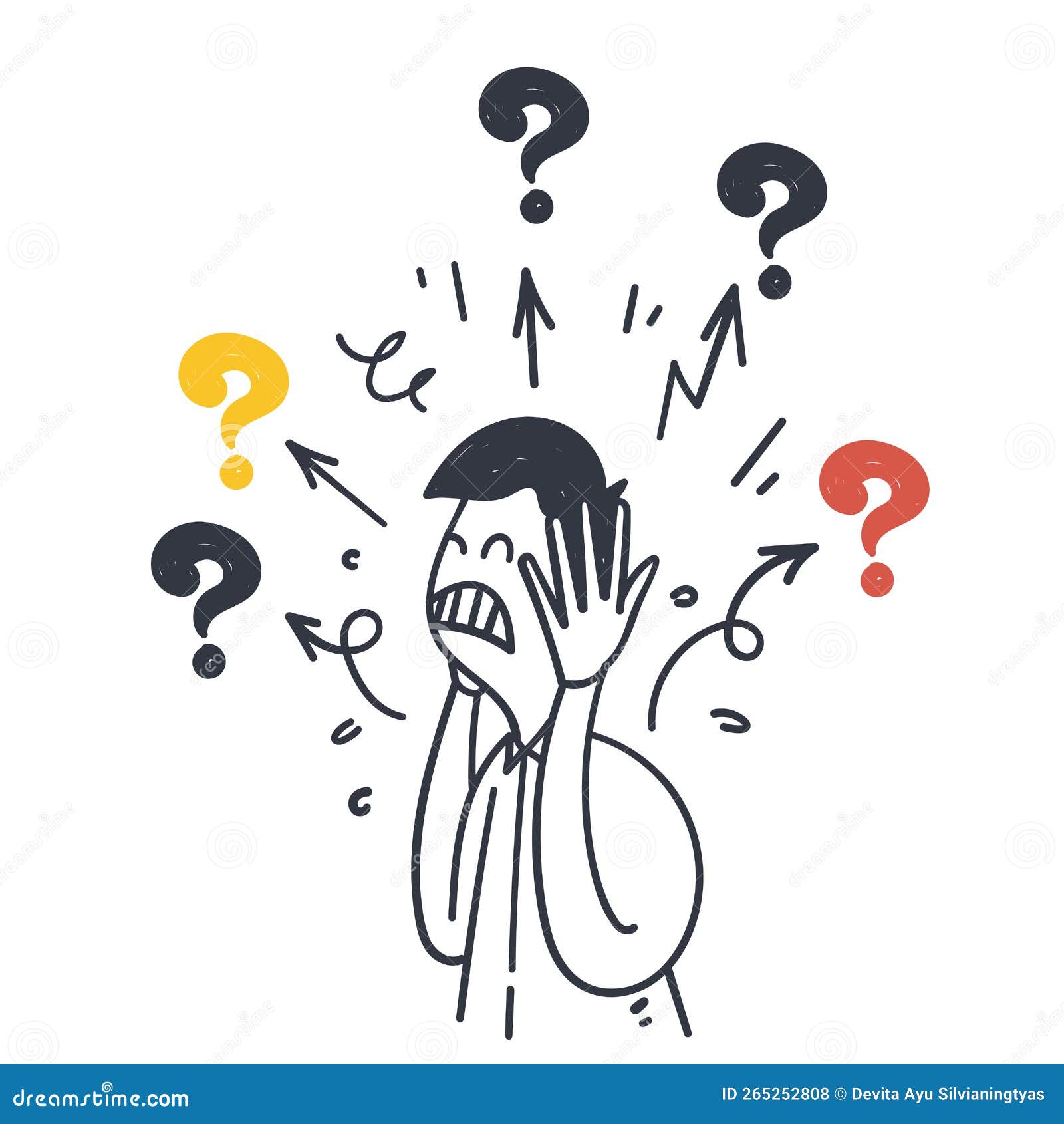 Hand Drawn Doodle Confused Person for Choice Illustration Vector ...